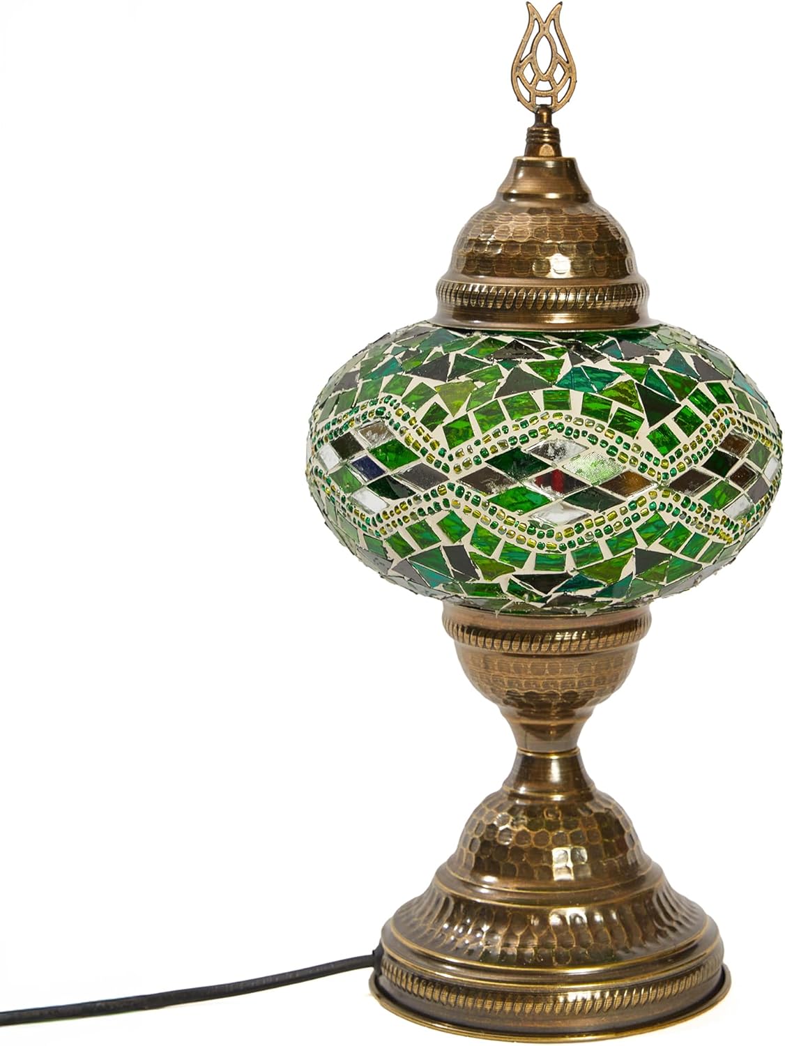 Turkish Moroccan Lamp with Bronze Base, Handmade Tiffany Mosaic Glass ...