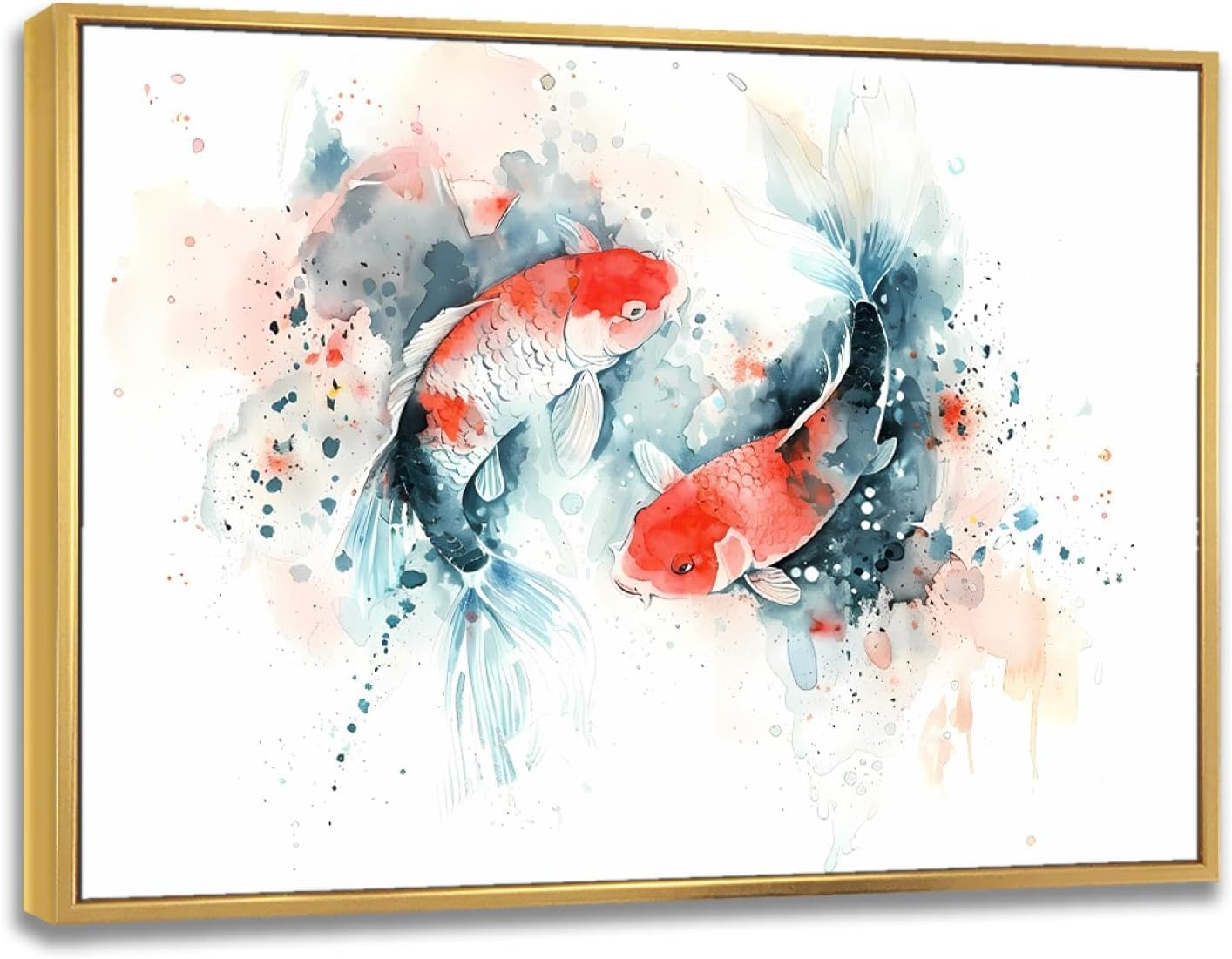 Amazon.com: Watercolor Koi Fish Canvas Wall Art Vibrant Animals ...