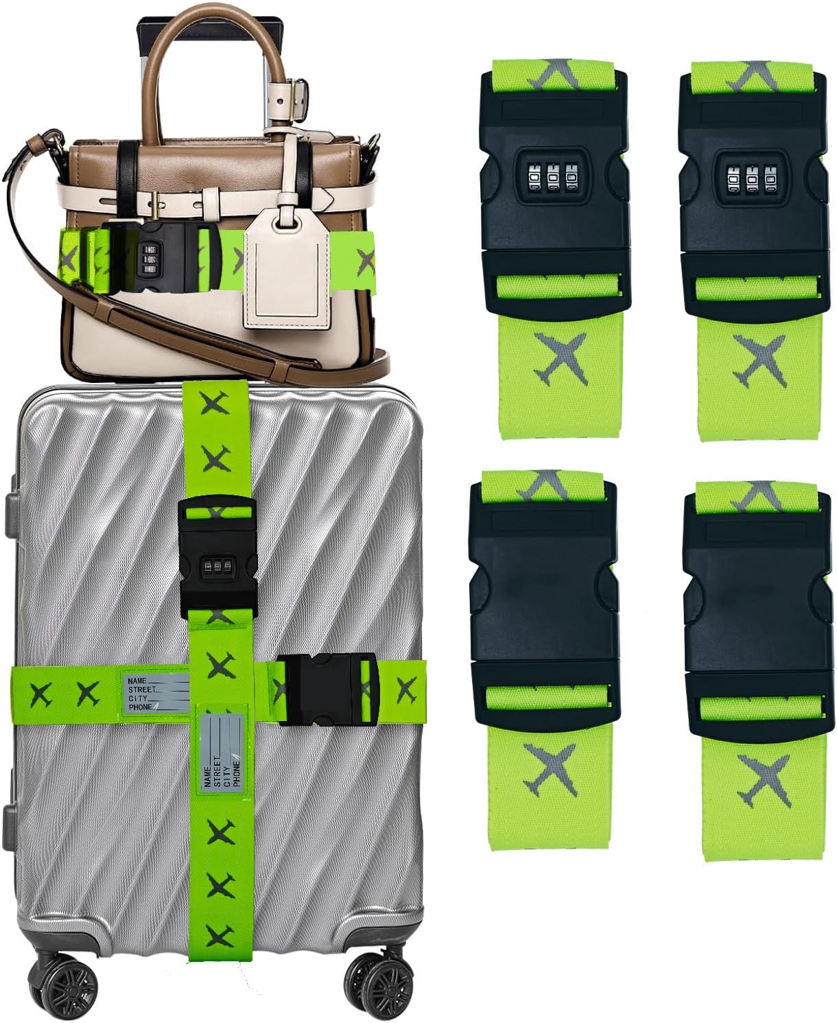 Amazon.com: Aibilif Travel Belt Luggage Straps for Suitcases TSA ...