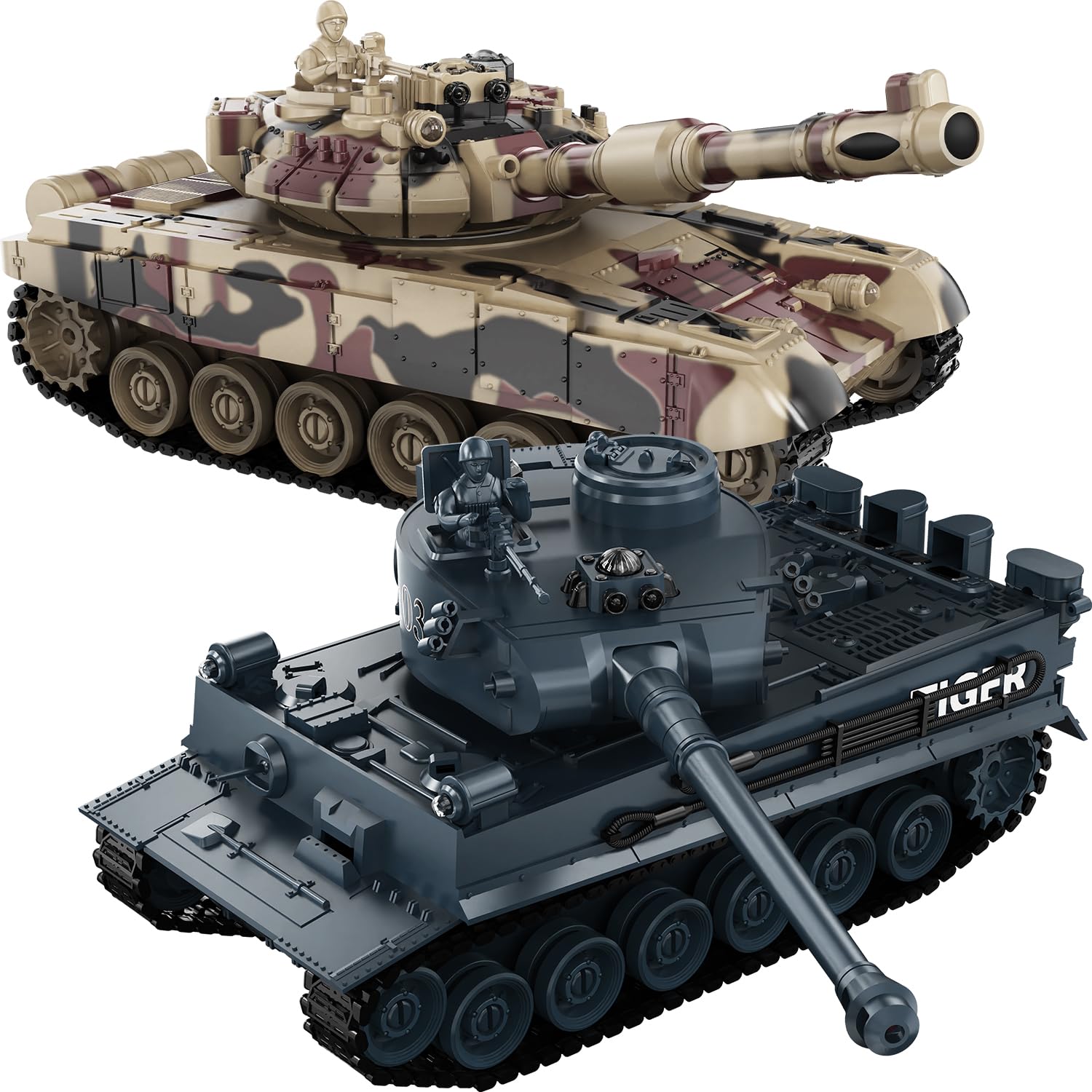 Amazon.com: RC Tank Set,1/24 RC Battle Tank Set Toy Tanks with Life ...