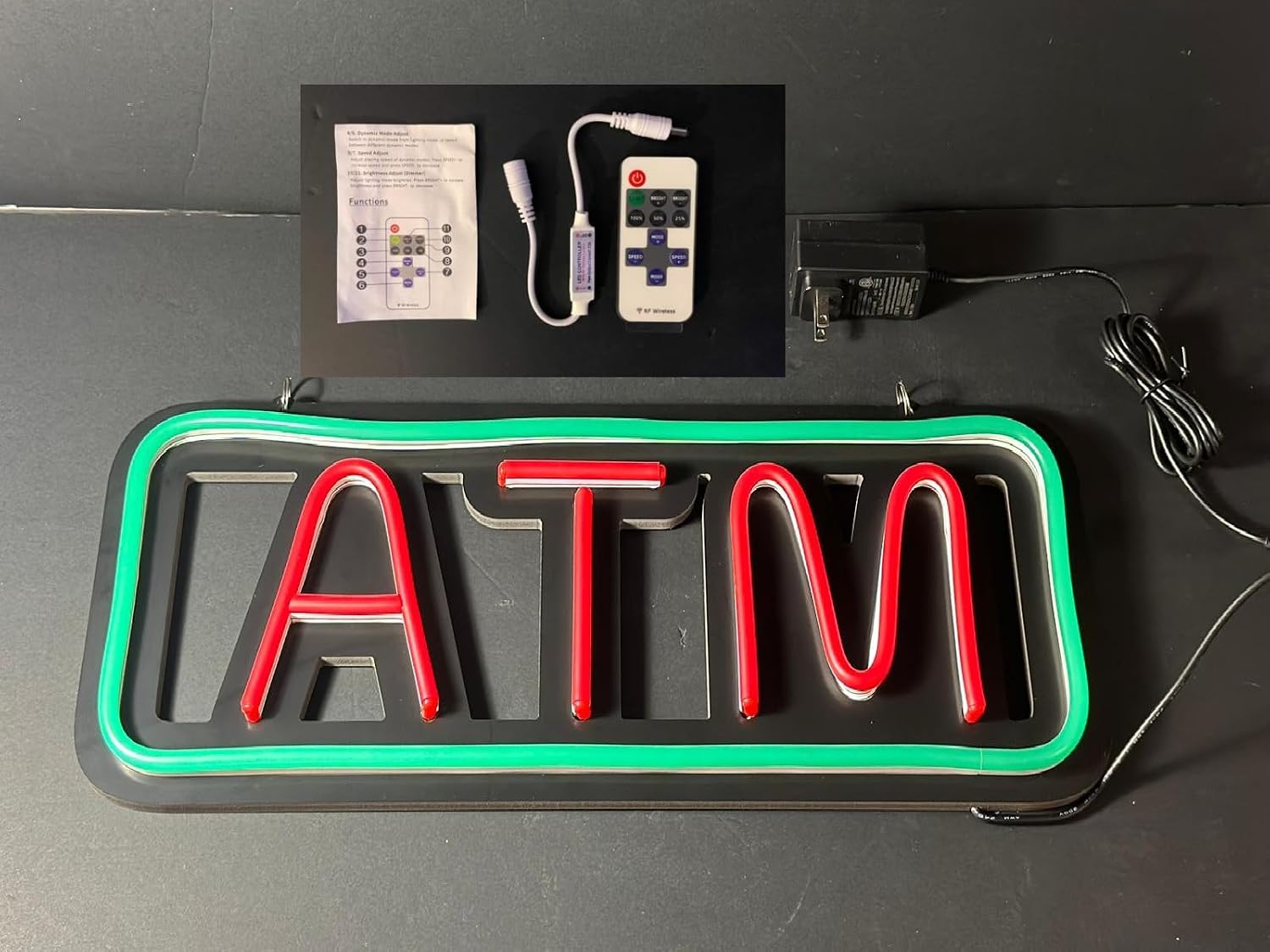 Generic Neon ATM Sign (Green, 8x20 inches) - Amazon.com