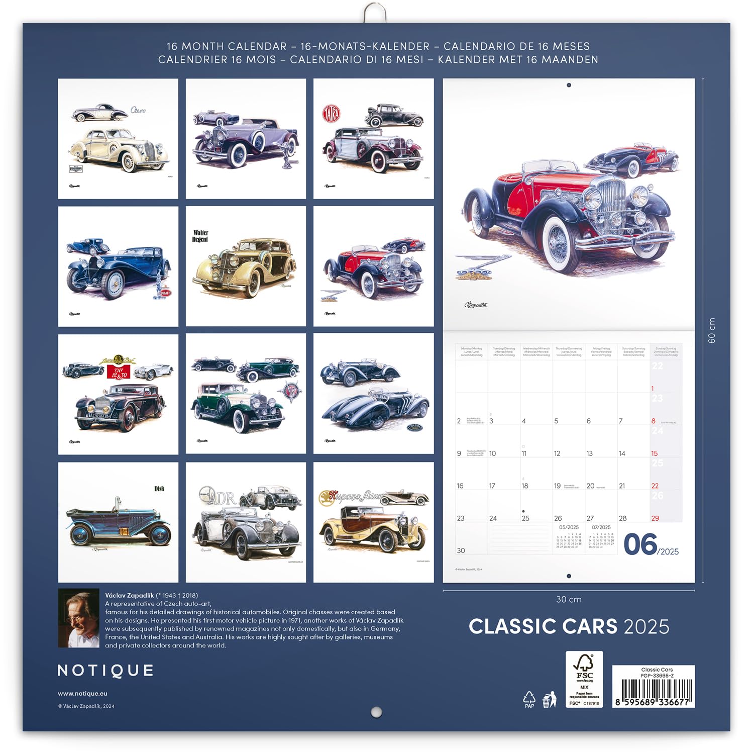 Wall Calendar 2025 Classic Cars Calendar, Brochure Calendar with ...