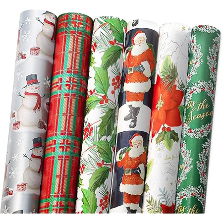 Amazon.com: American Greetings Christmas Wrapping Paper Set with Cut ...
