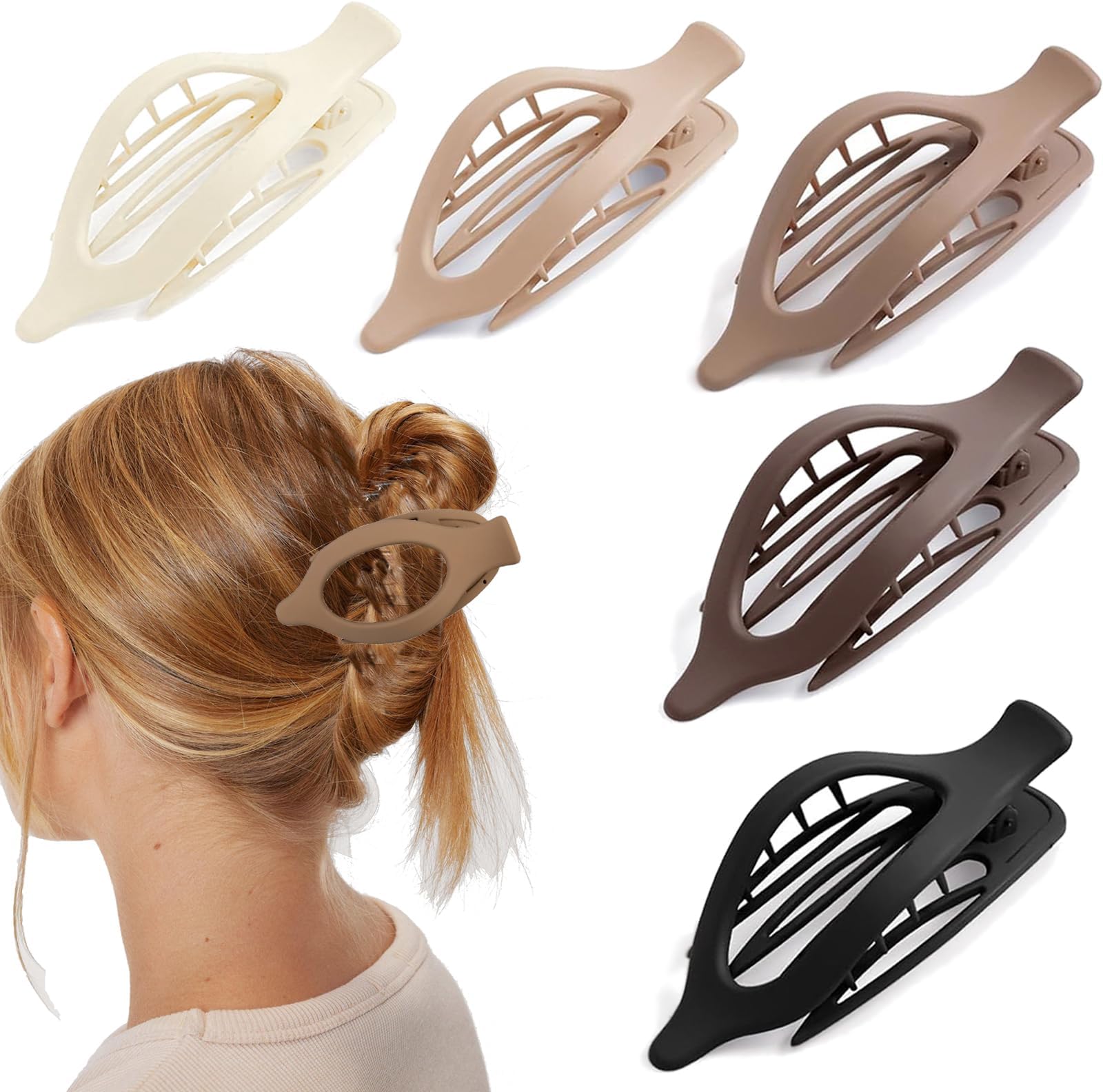 Amazon.com : CUBACO 5pcs Matte Flat Claw Clips for Women, Hair Clips ...