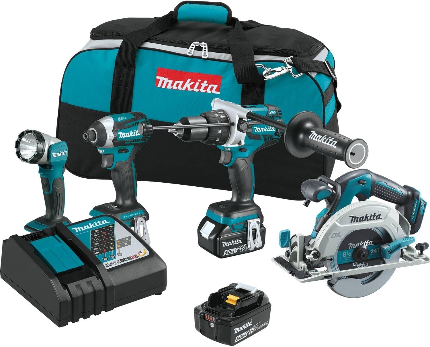 Makita XT449T 18V LXT Lithium-Ion Brushless Cordless Combo Kit (4 Piece ...