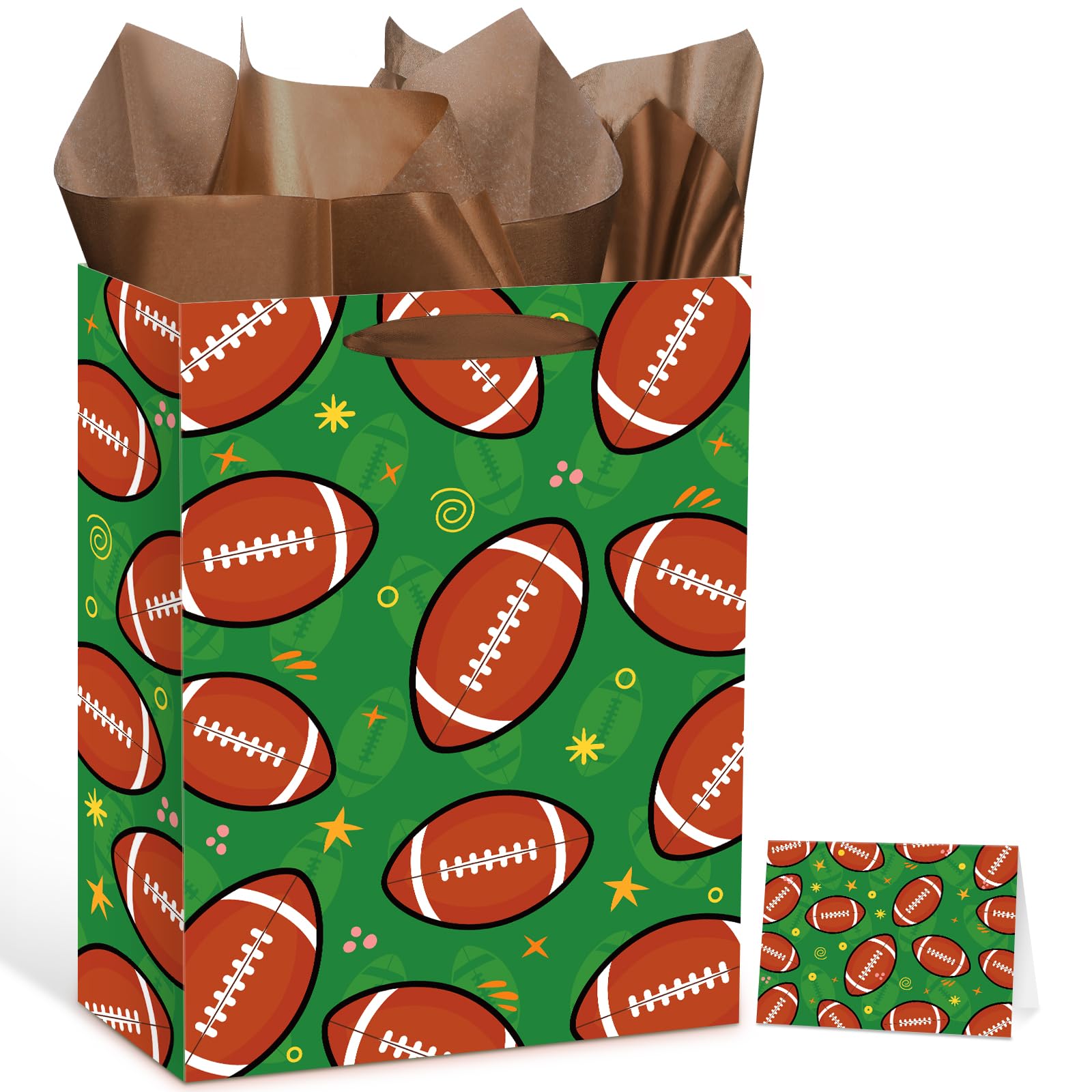 Amazon.com: Football Gift Bag with Tissue Paper Set Football Party Gift ...