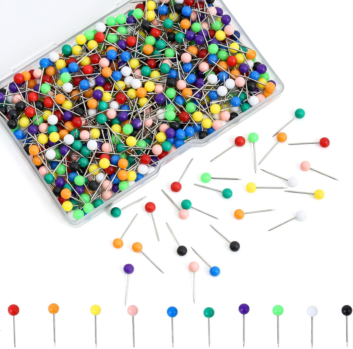 Amazon.com: 500Pcs Multi-Color Push Pins, Map Pins for Travel Map, 1/8 ...