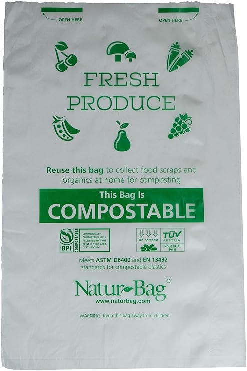Amazon.com: Natur-Bag Compostable Produce Bag,15"" x 17"", 300 bags ...