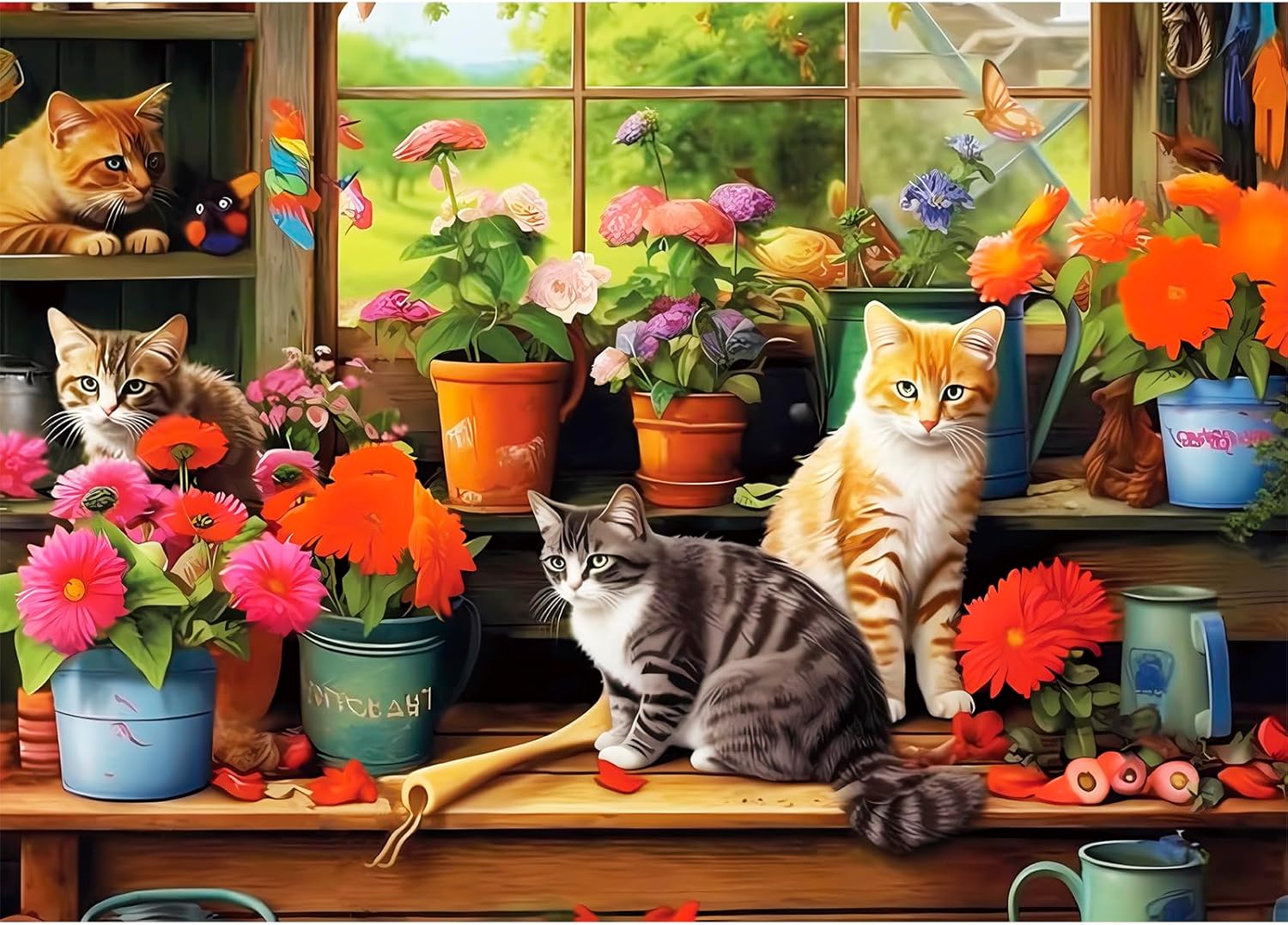 Amazon.com: 500 Piece Puzzle for Adults-Cats and Flowers | Recycled ...