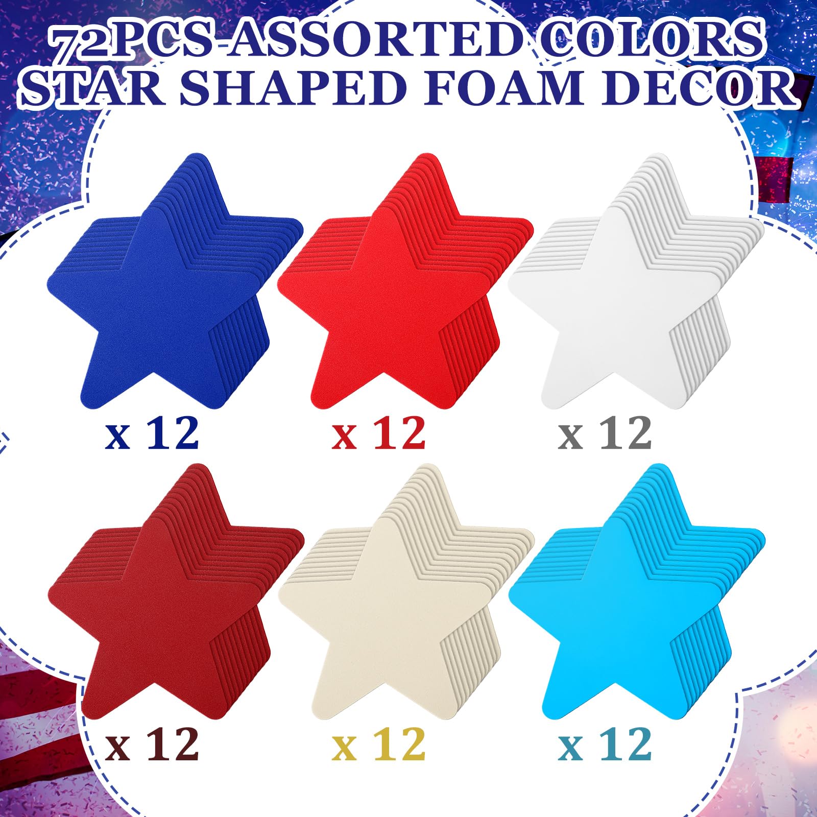 Snapklik.com : 72 Pcs Large Patriotic 4th Of July 6 Inch EVA Foam Star ...