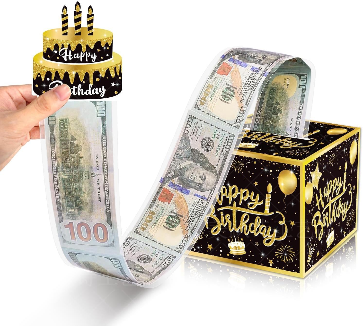 Amazon.com: YEINLAN Happy Birthday Money Box for Cash Gift, Gold ...