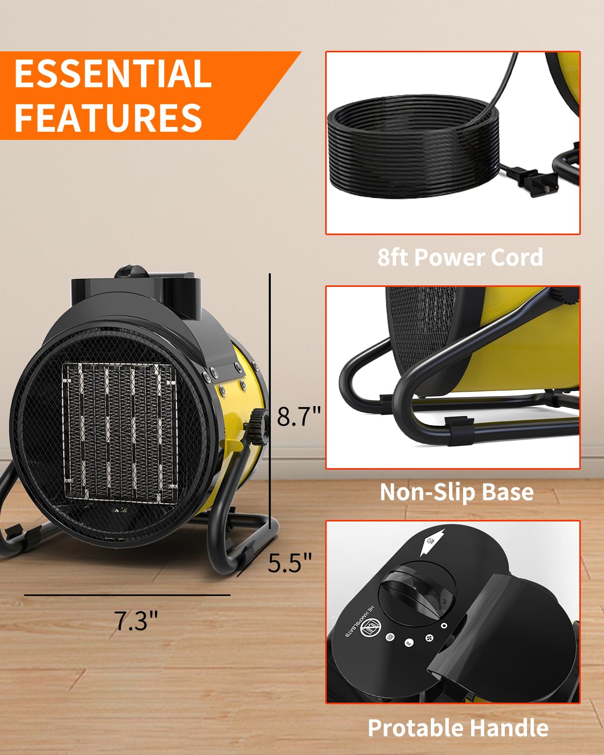 1500W Portable Patio Heater With Fast Heating Buyplus 1500W Portable ...