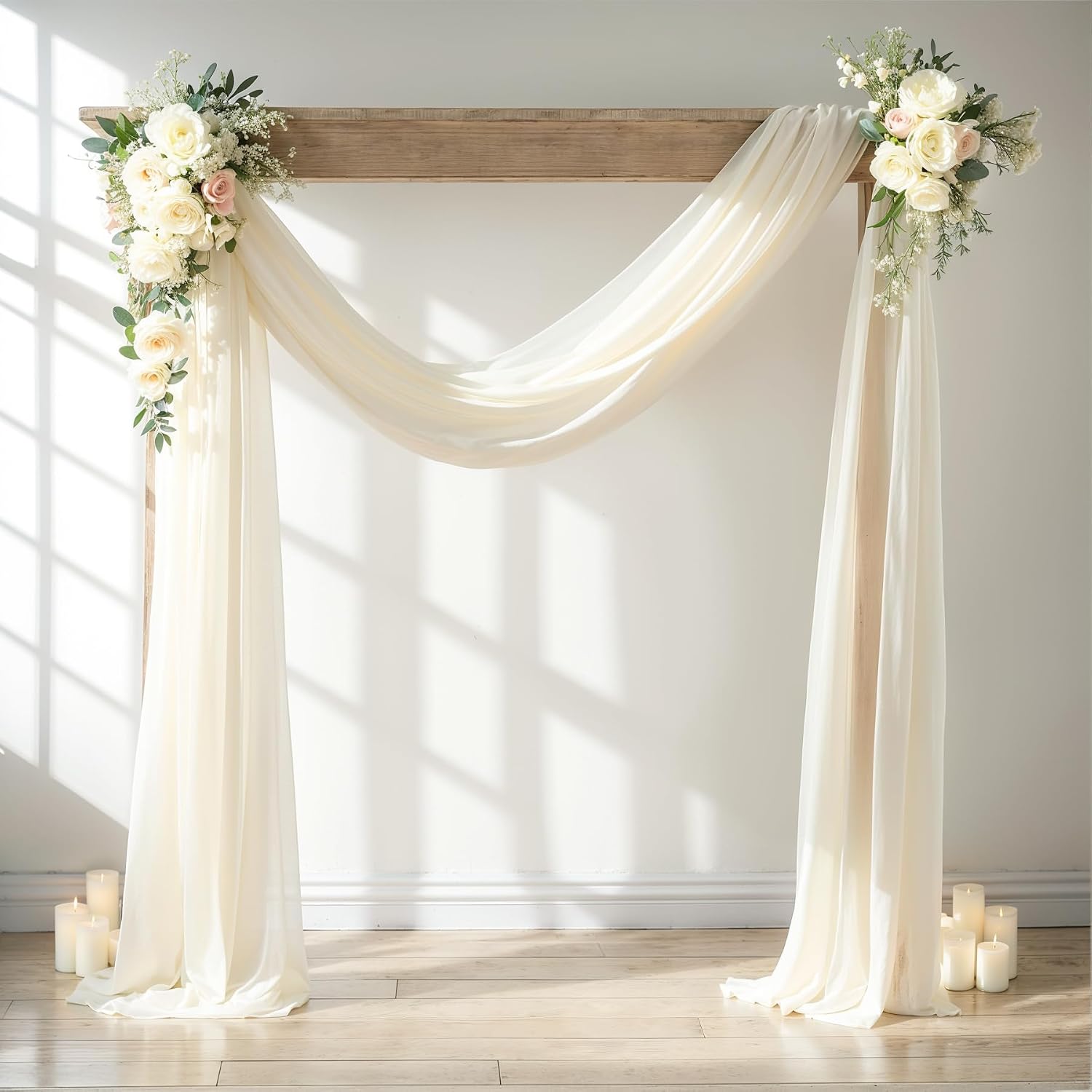 Amazon.com: Wedding Arch Draping Fabric, 1 Panel 28" x 19Ft Ivory Arch ...