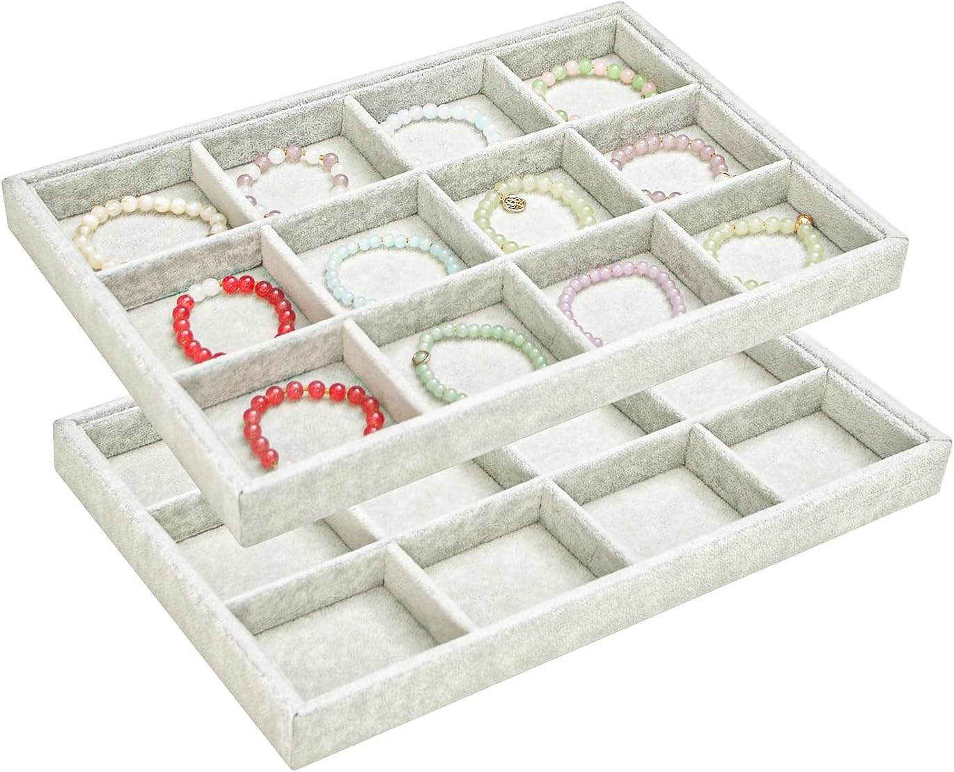 Amazon.com: Juvale Gray Velvet Stackable Jewelry Organizer Tray, 12 ...