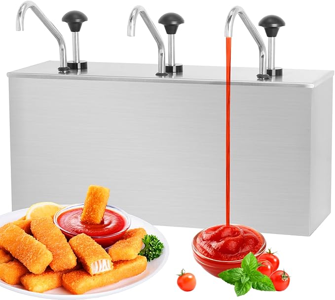 Amazon.com: Condiment Pump Station Stainless Sauce Pump Dispenser ...