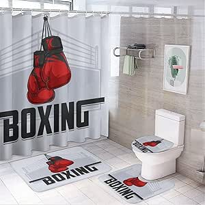 Amazon.com: Rustic Boys Boxing Theme 4 Piece Shower Curtain Sets ...