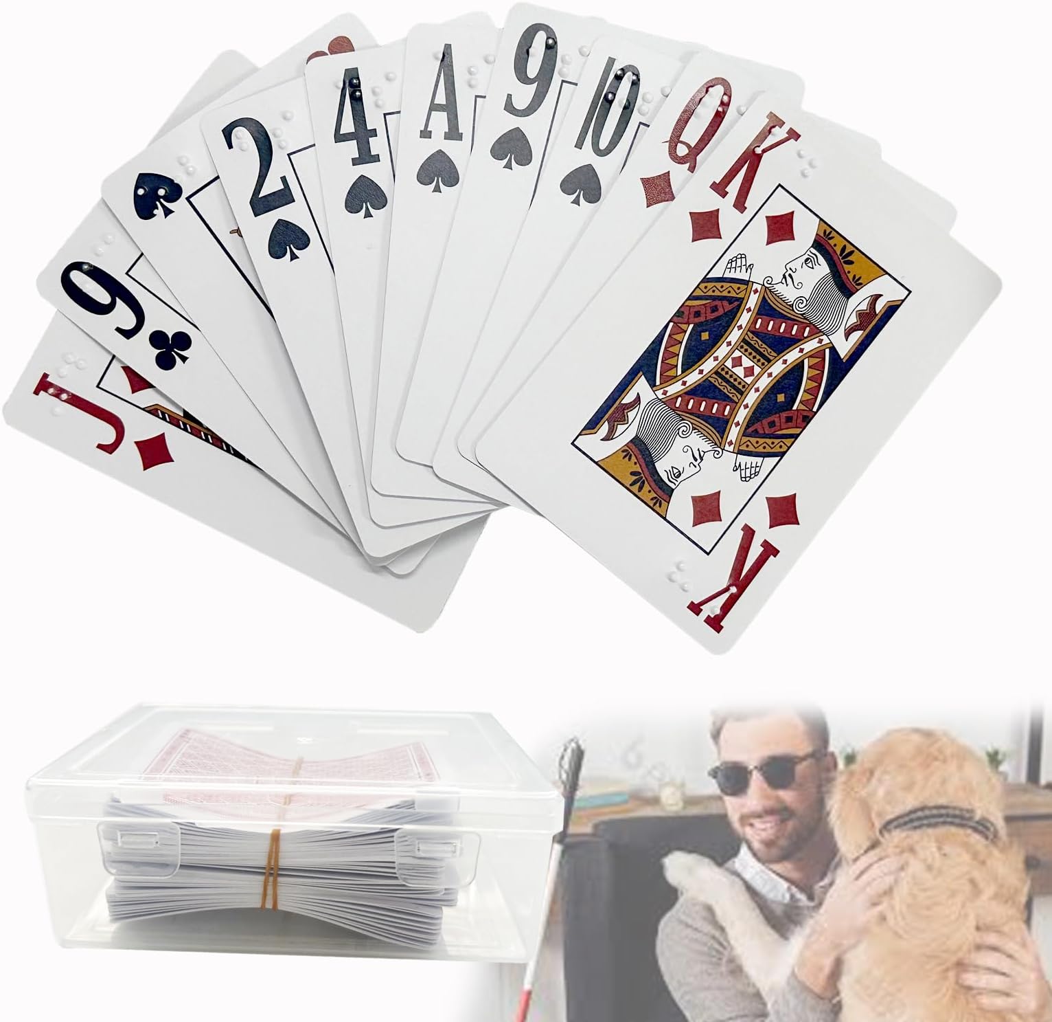Amazon.com: VSONE Plastic Braille Playing Cards, 54 Premium Plastic ...