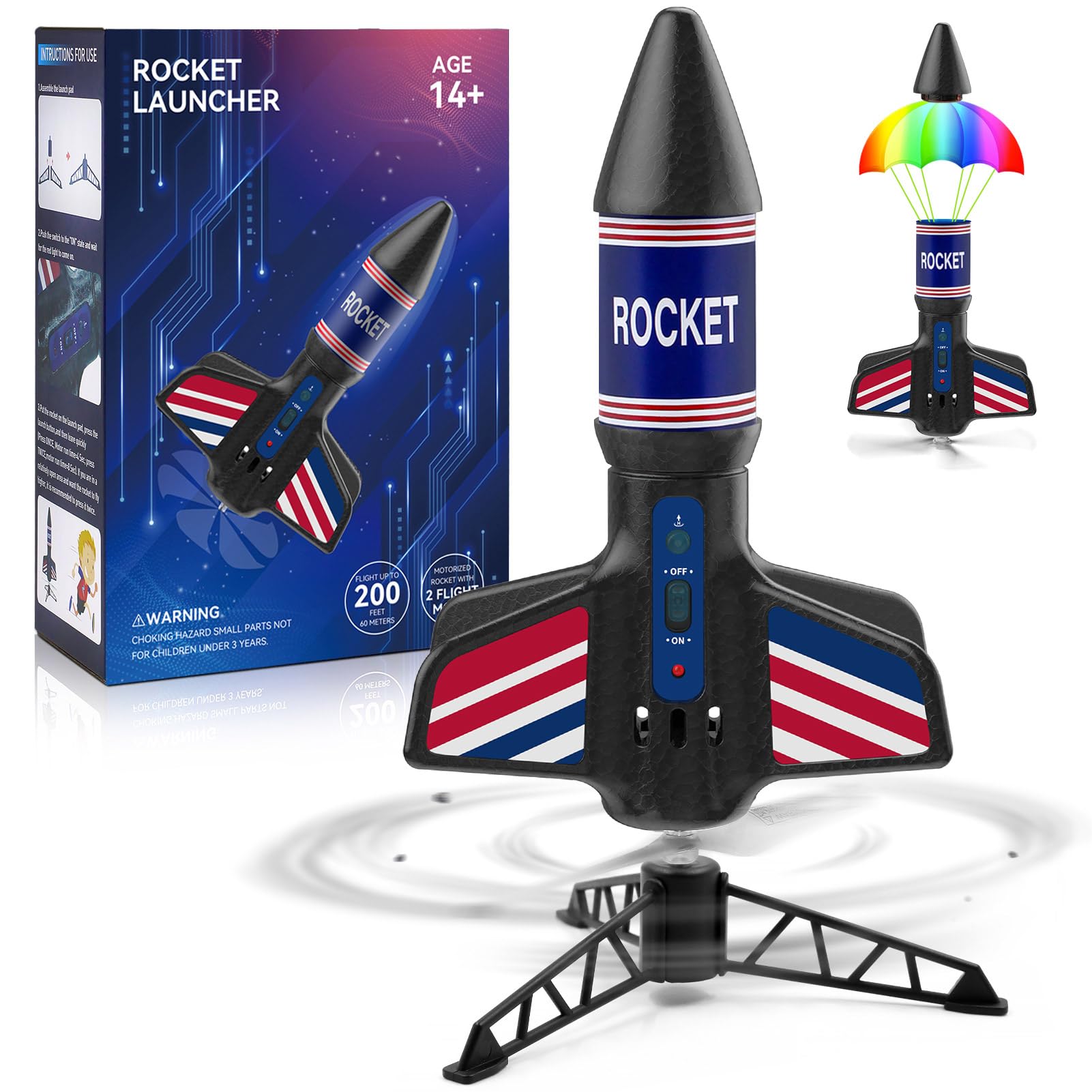 Amazon.com: Rocket Launcher for Kids - Self-Launching 200 ft Motorized ...