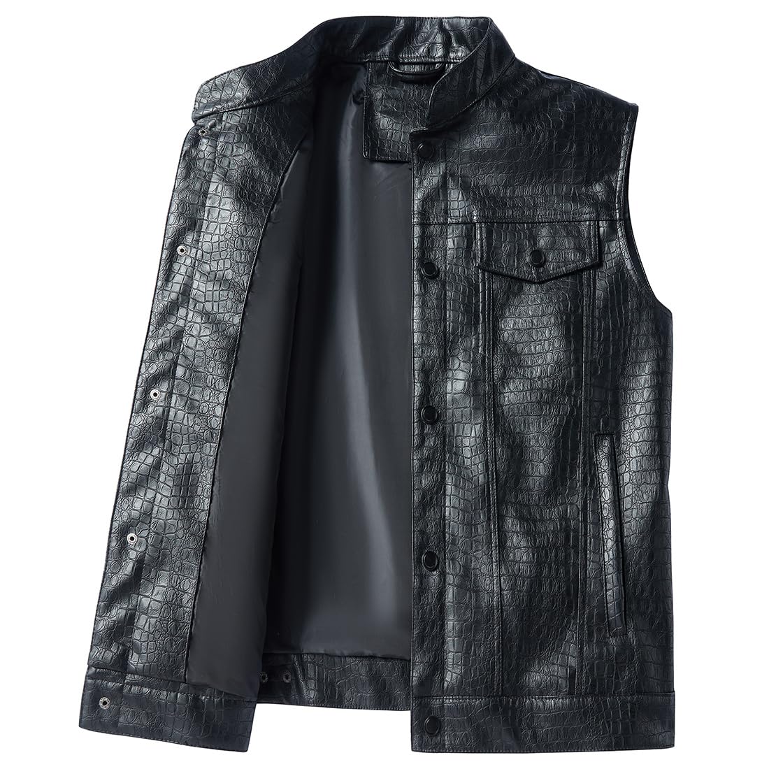 Snapklik.com : NAVEKULL Mens Leather Motorcycle Vest Black Vintage Riding Biker Faux Leather Vests
