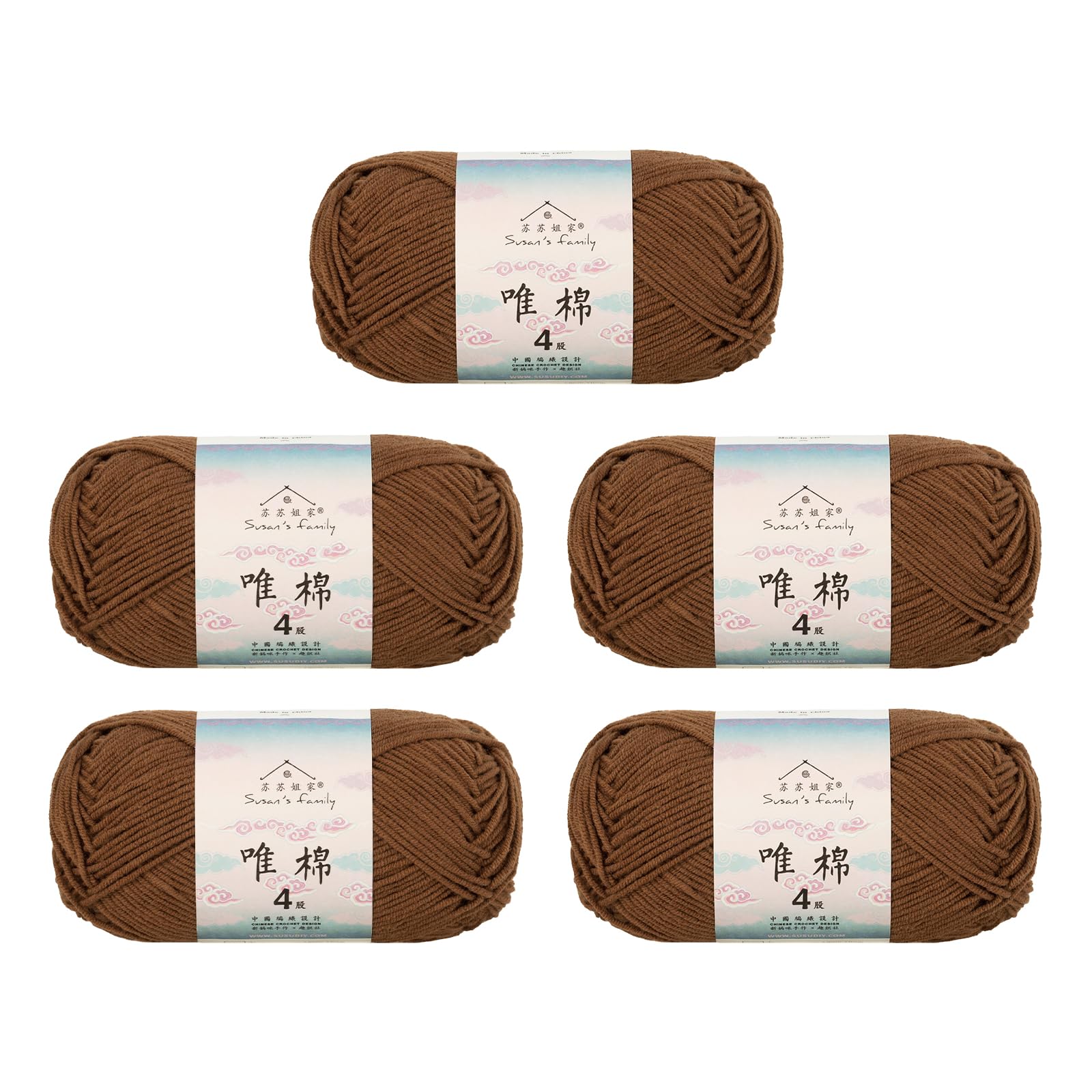 Amazon.com: Susan's Family 60 Cotton 40 Acrylic Yarn - 5 x 50g/1.76oz ...