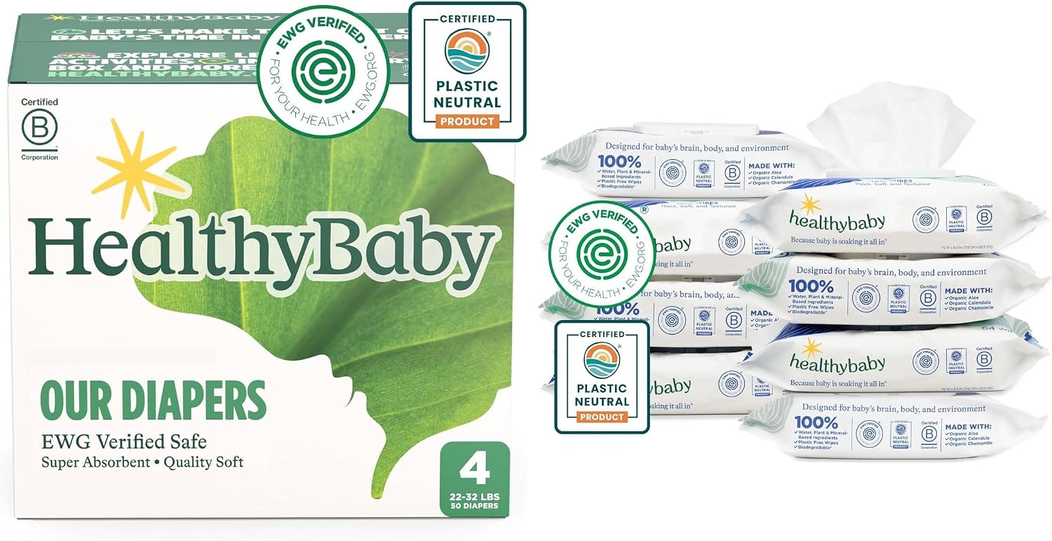 Amazon.com: HealthyBaby Our Diapers Size 4 (22-32 lbs) 50 Count and Our ...