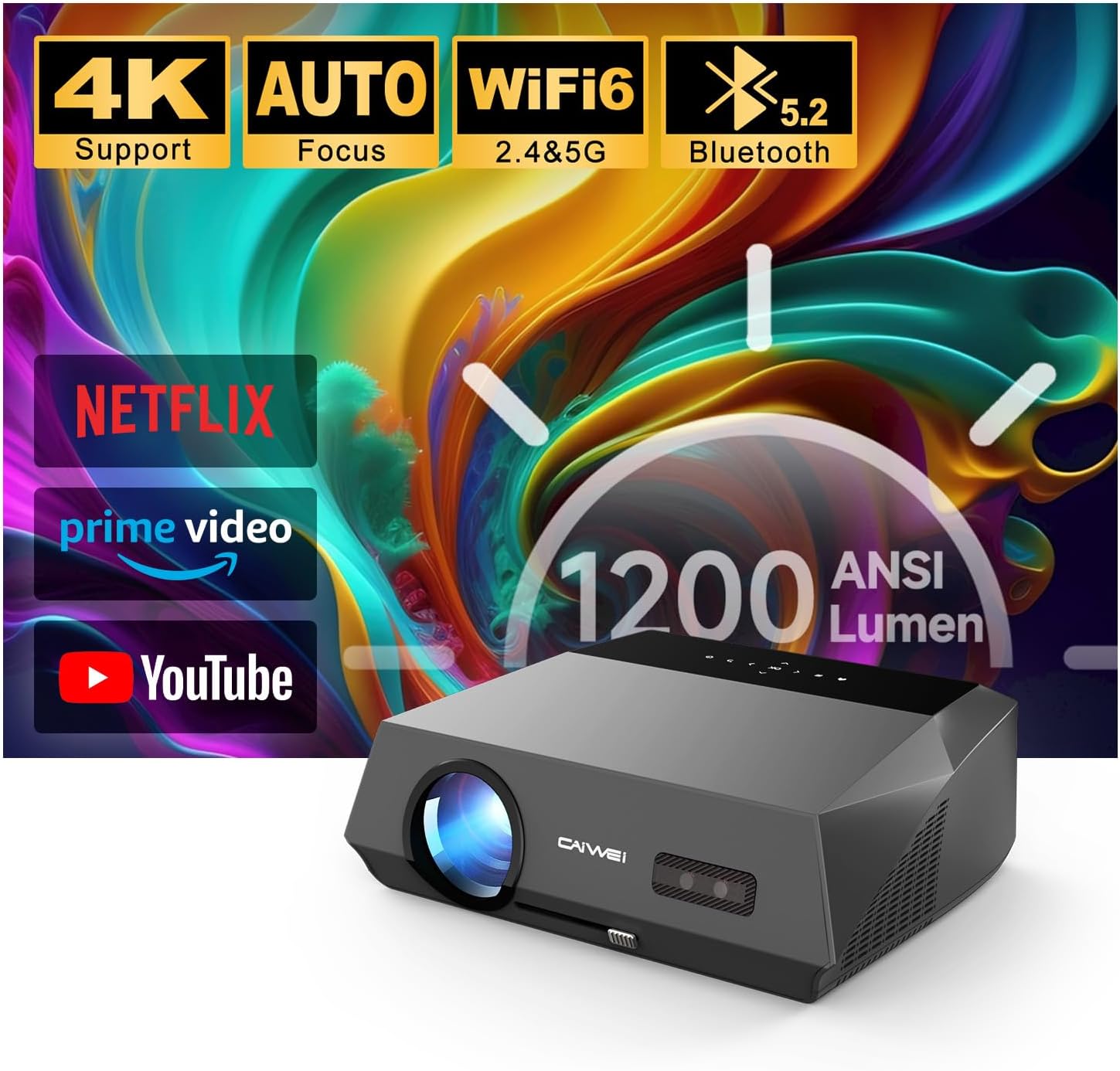 Amazon.com: 4K Ultra HD Daytime Home Theater Projector High Bright ...
