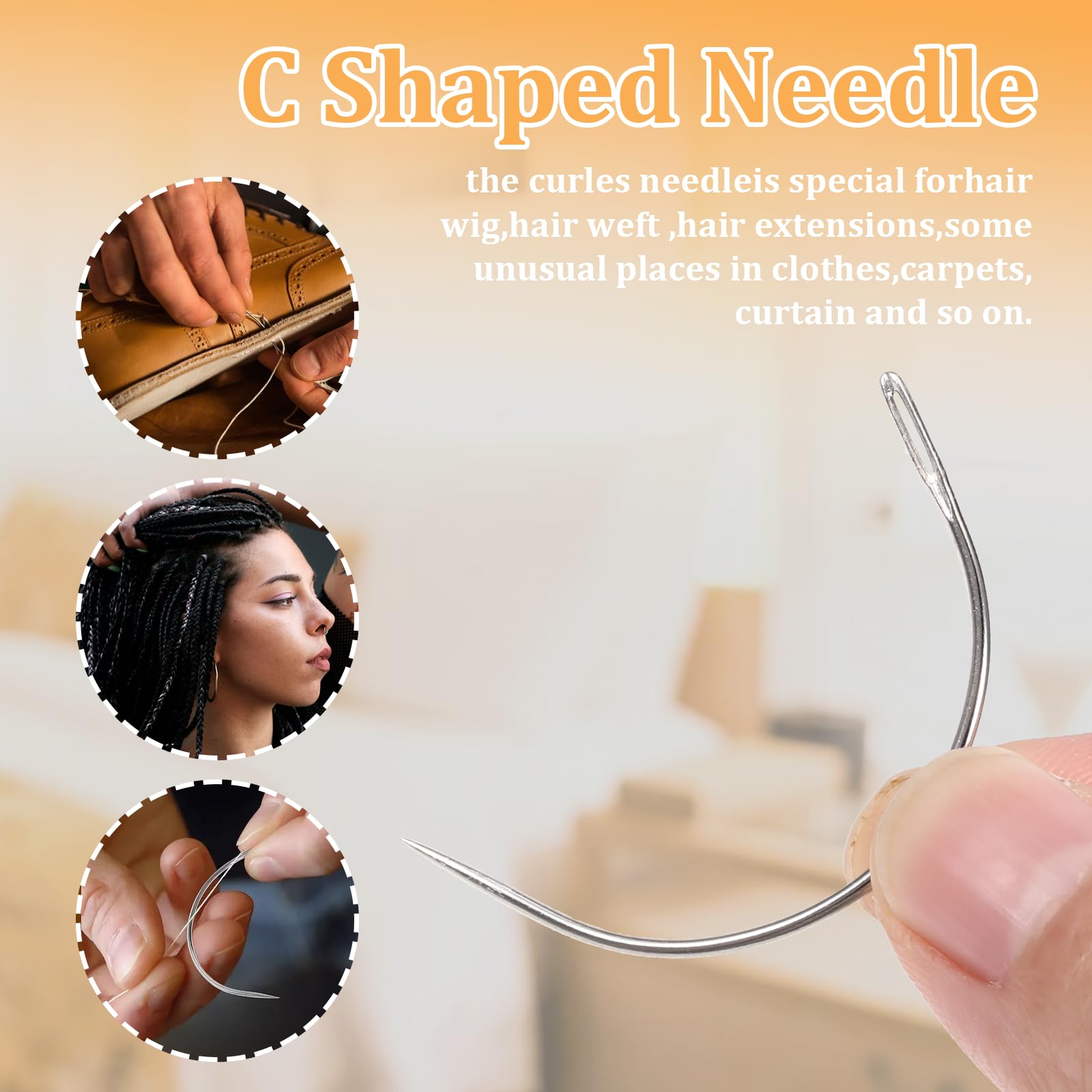 Needle And Thread For Weave Hair Extension Needle & Thread Set - 12pc ...