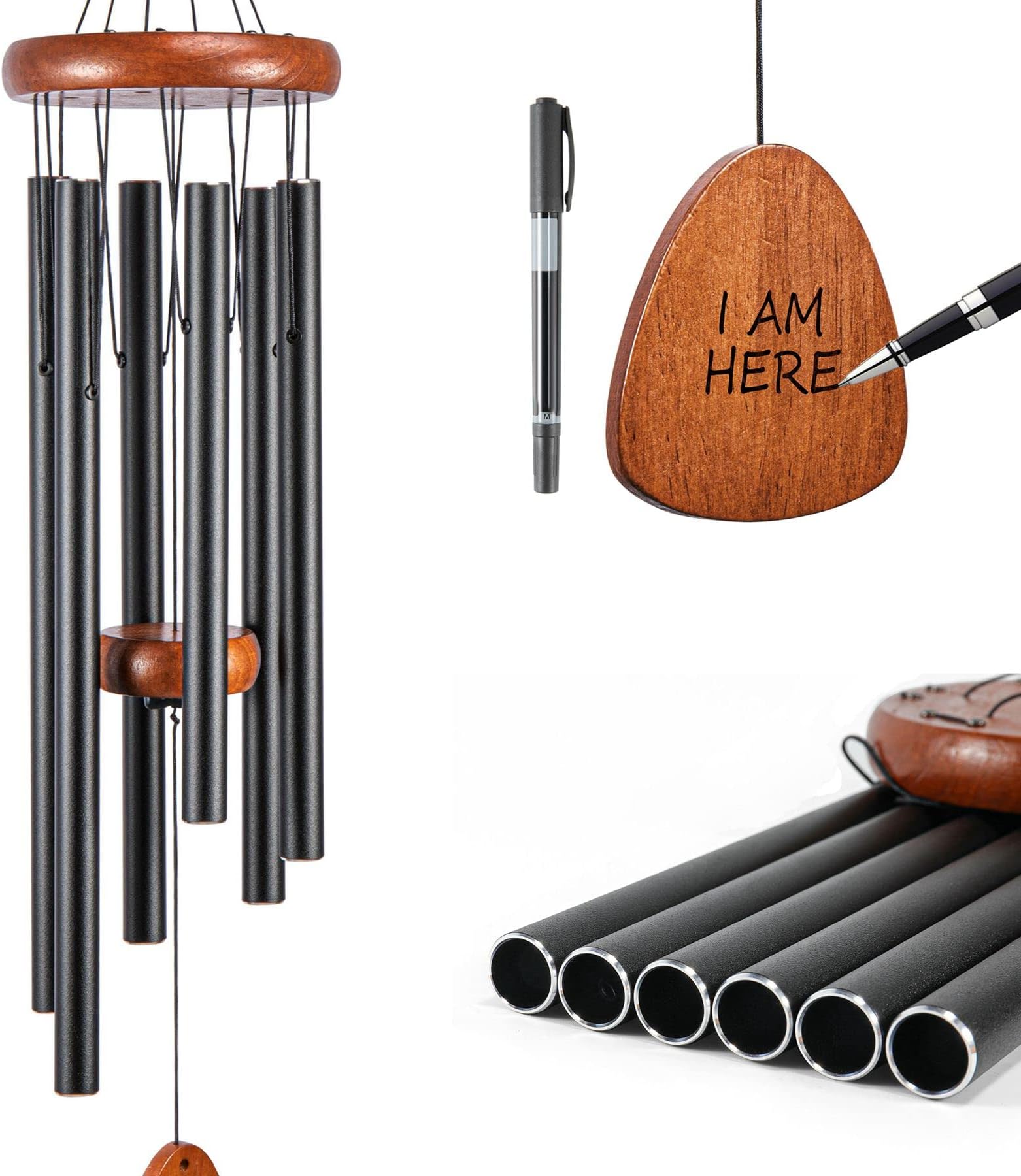 Amazon.com : 4 Pcs Memorial Wind Chimes 28 Inch Wooden Sympathy Wind ...