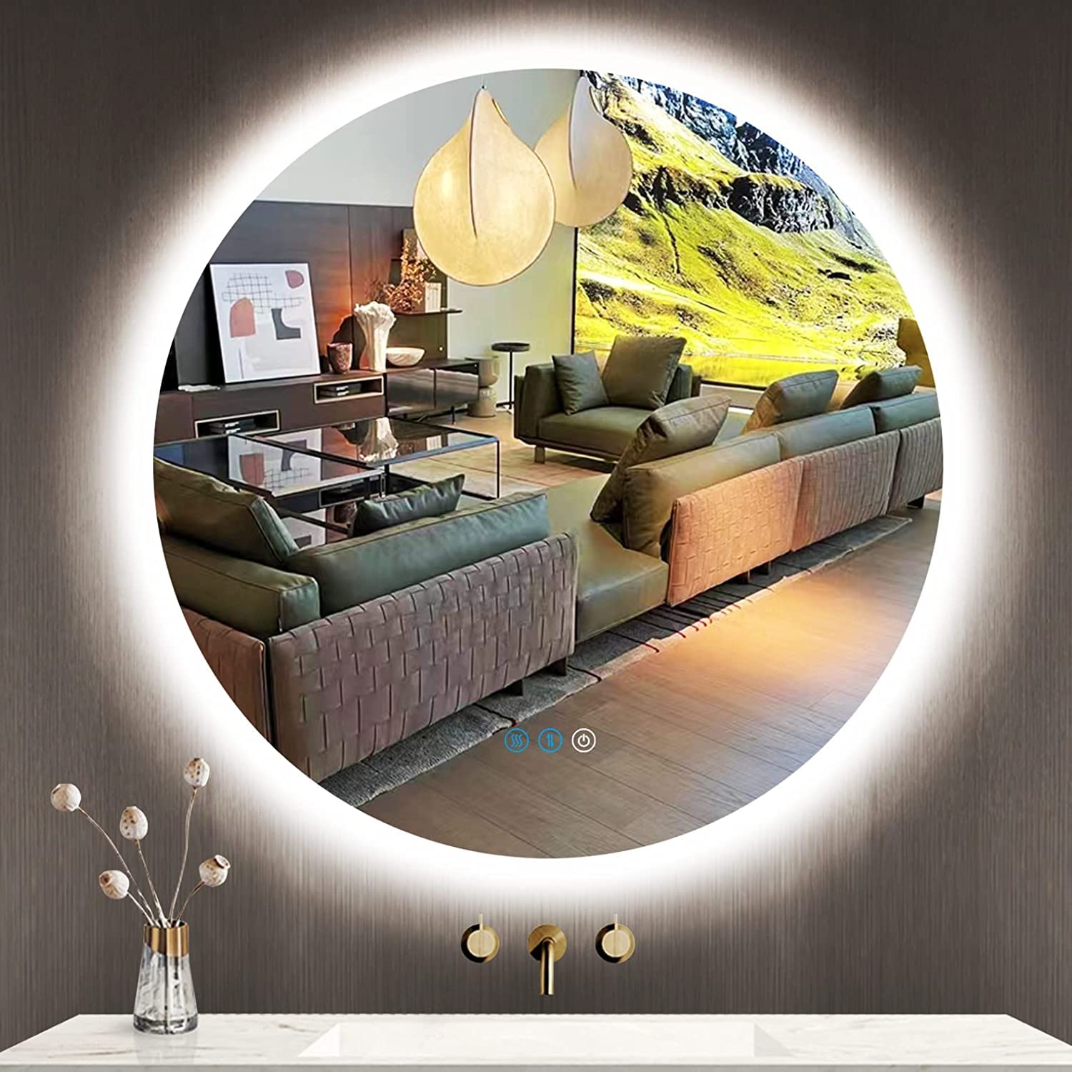 30 inch Backlit Bathroom Round LED Mirror Round Lighted Mirror for ...