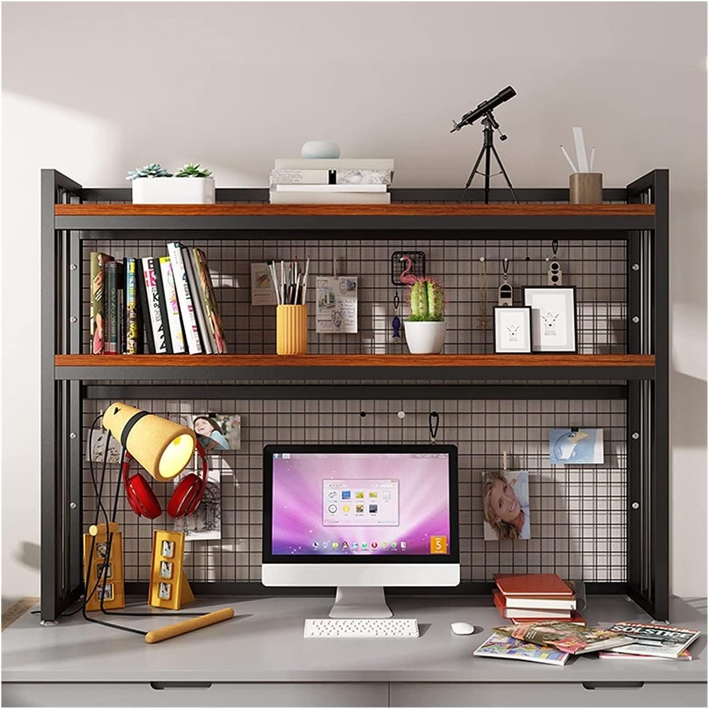 Amazon.co.jp: Desktop Computer Desk Freestanding Desktop Bookcase Desk ...