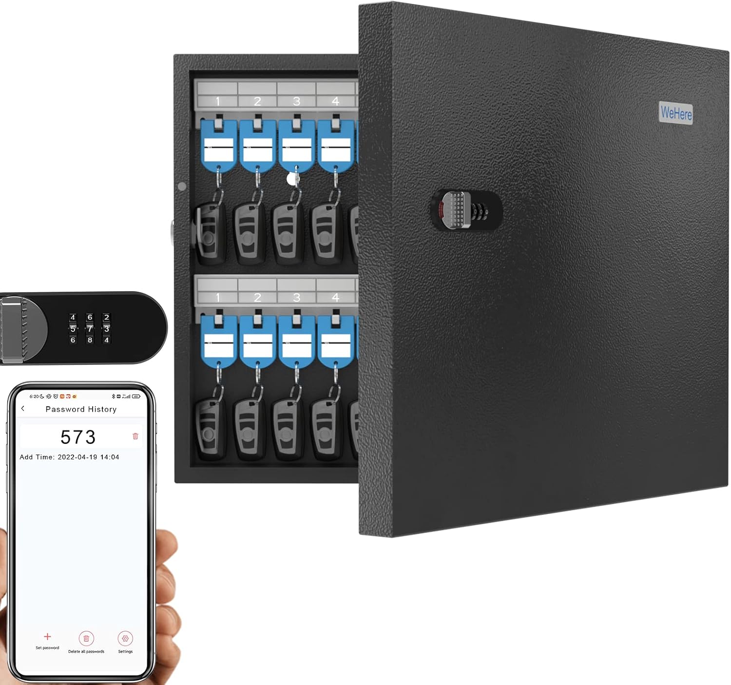 Amazon.com: WeHere Key Lock Box Wall Mount(48 Keys), Key Cabinet with ...