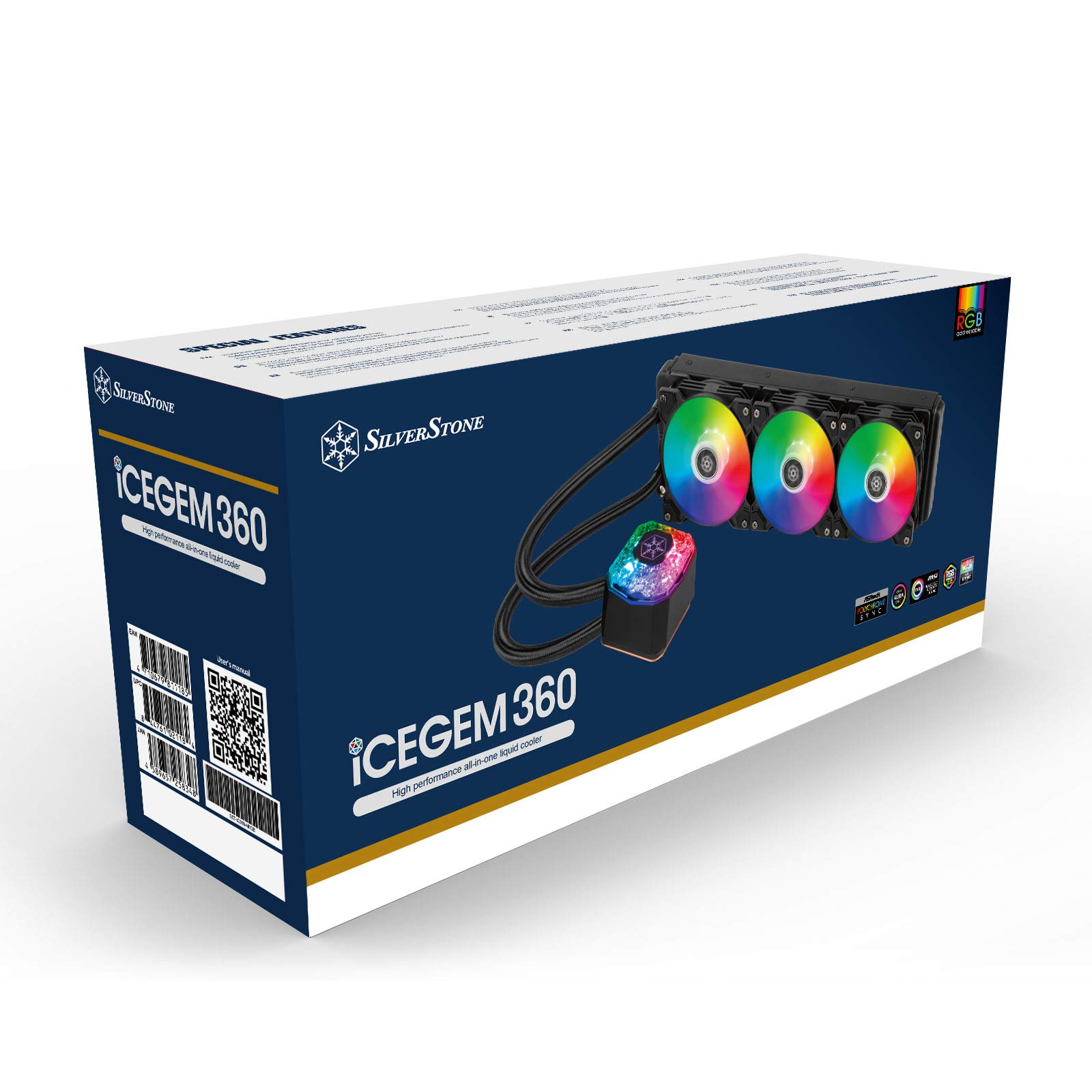 Silverstone IceGem 360, 360mm ARGB AIO Liquid Cooler with 3 x 120mm ...