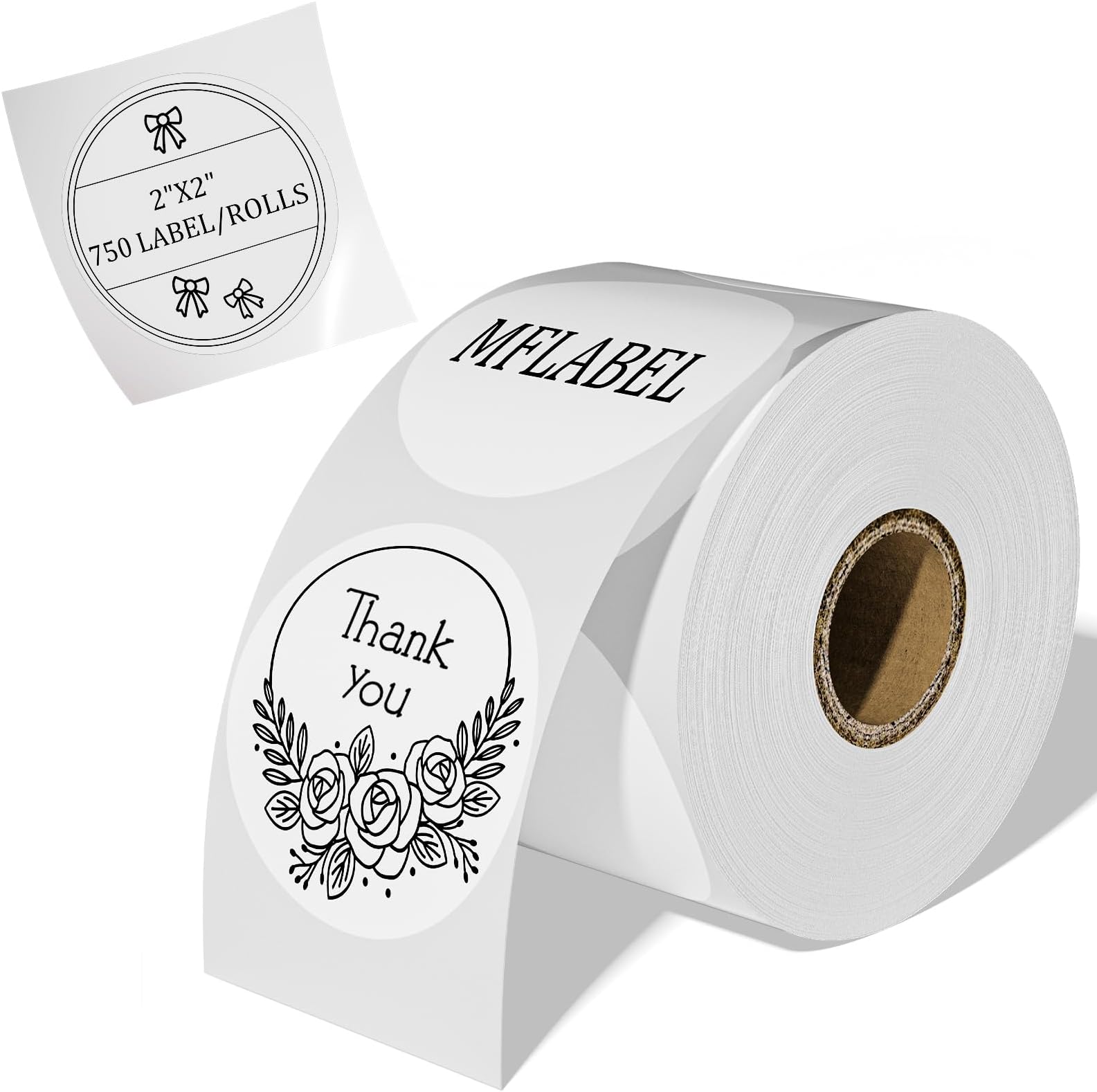 MFLABEL 2 Inch Thermal Sticker Labels, White Round Thermal Labels ...
