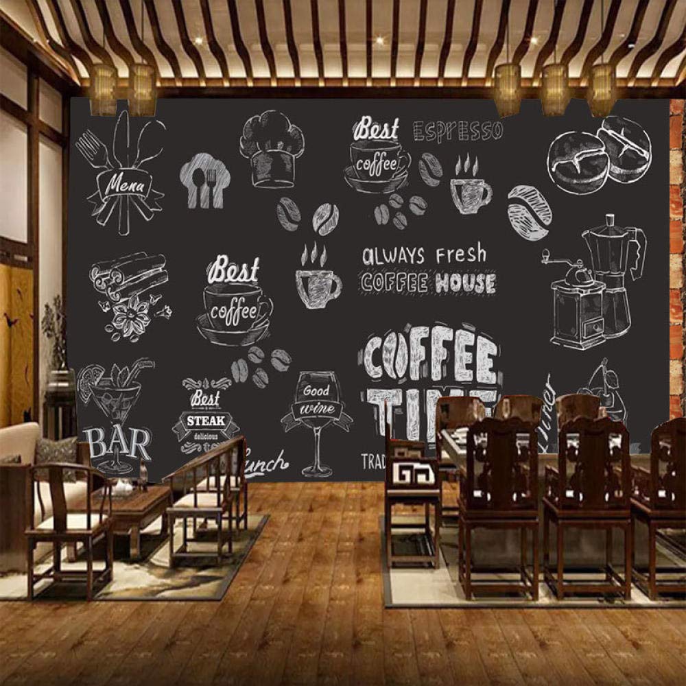 Buy 3D Black and White Graffiti Wallpaper Cake Milk Tea Coffee Shop ...