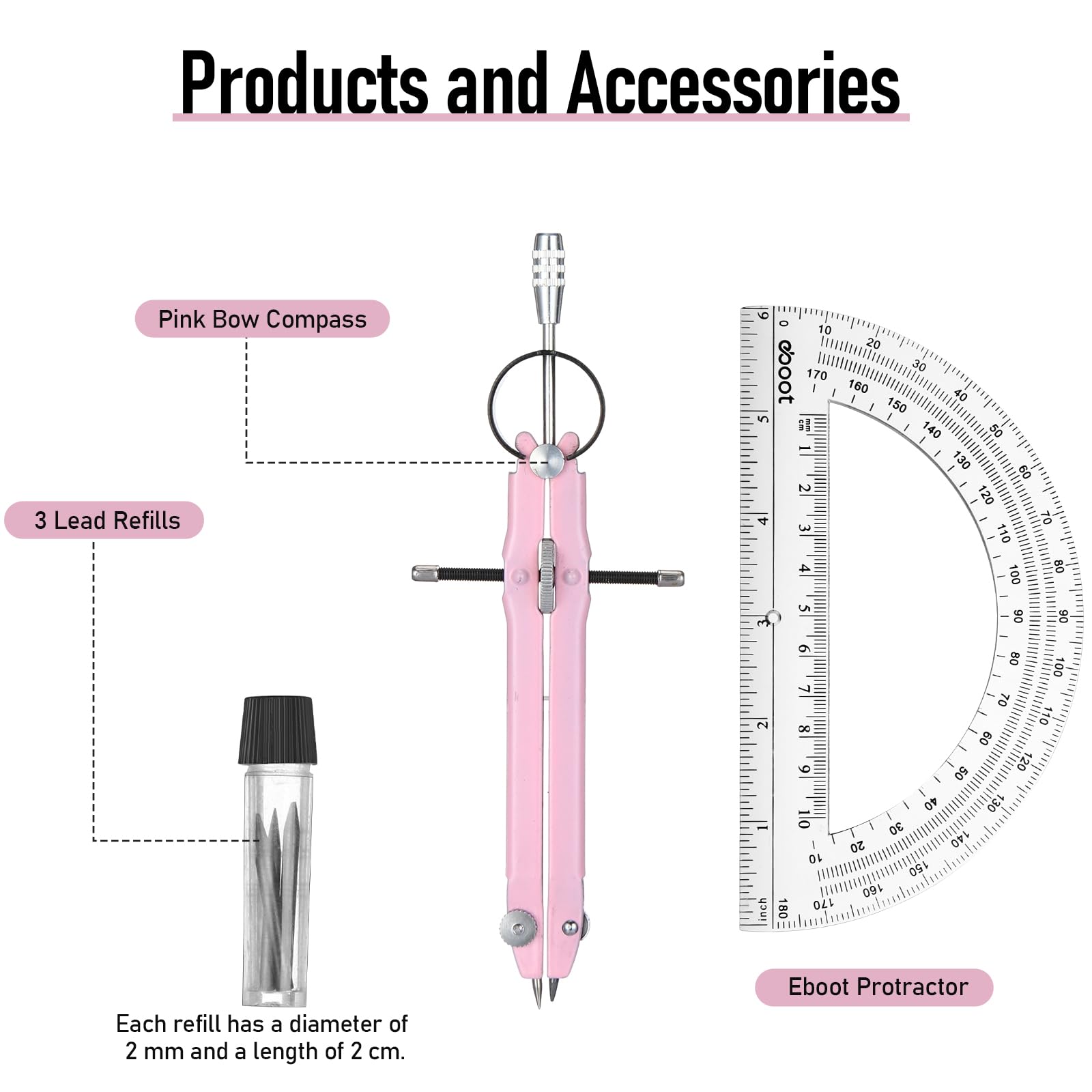 Snapklik.com : EBOOT Student Geometry Math Set, Metal Drawing Compass ...