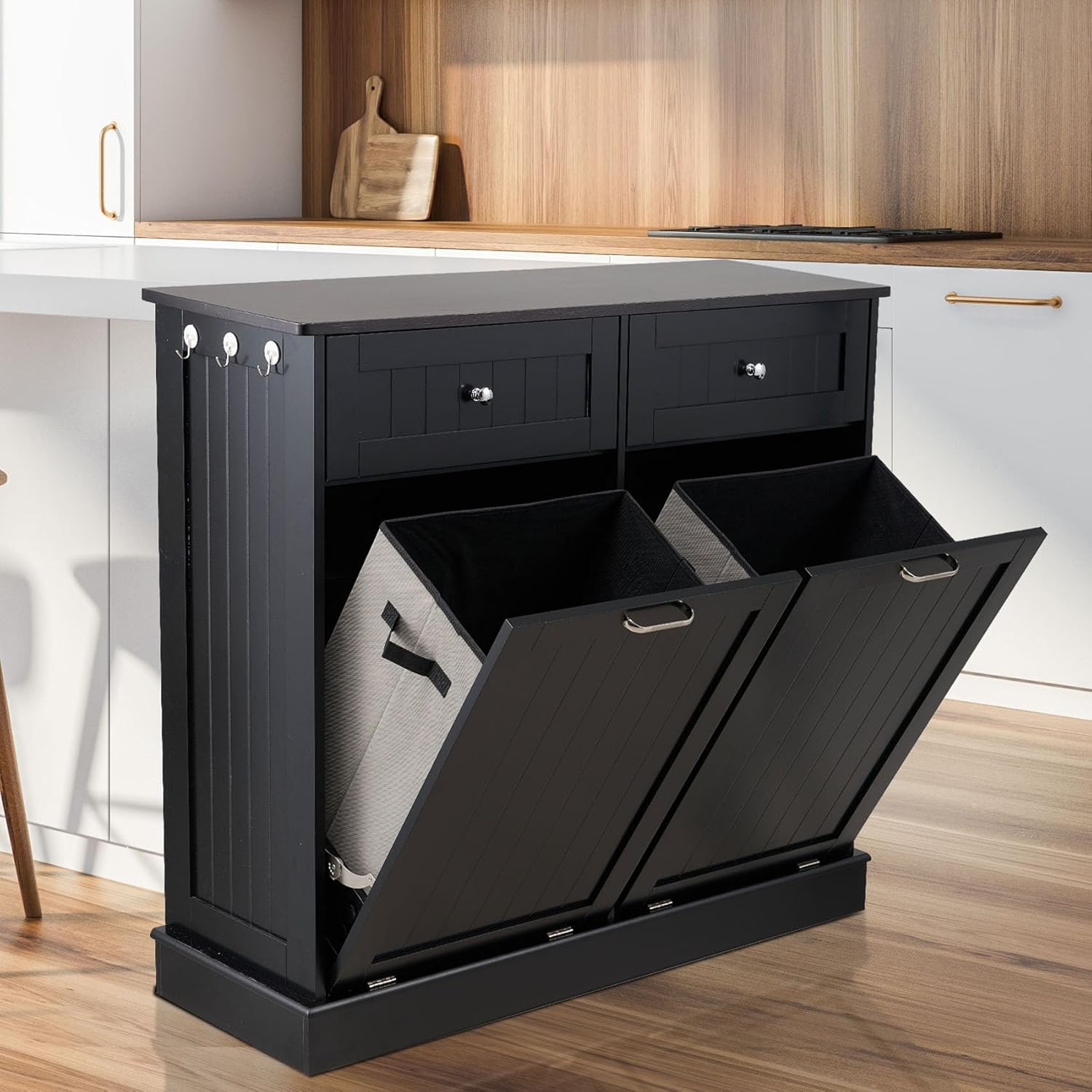 Amazon.com: SIMFLAG Double Tilt Out Trash Cabinet Kitchen Waste Bins ...