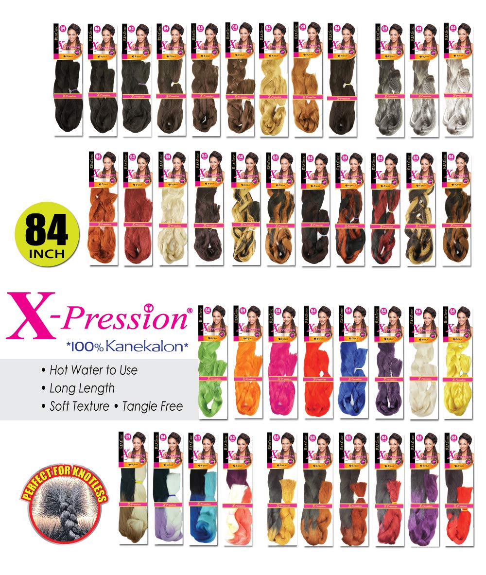 Trenza X-Pression original de 84 pulgadas 100% Kanekalon (paquete de 5 ...