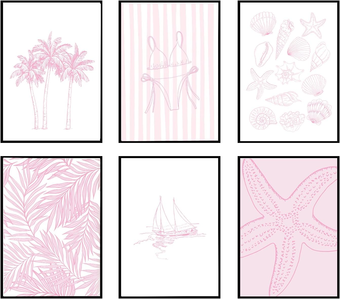 Amazon.com: Pink Coast Bikini Shell Canvas Wall Art Fashion Swimwear ...