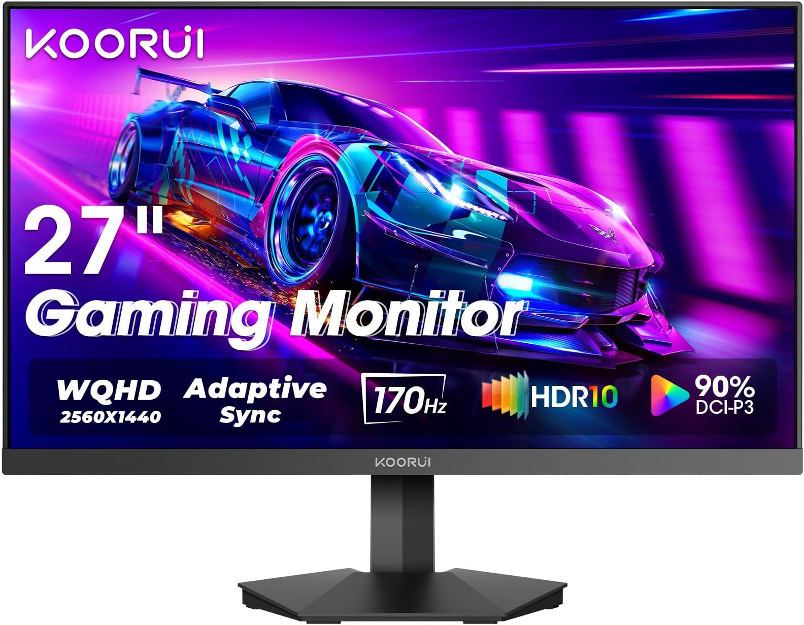 KOORUI 27” WQHD (2560 x 1440p) Gaming Monitor 170Hz(Supports 144Hz ...