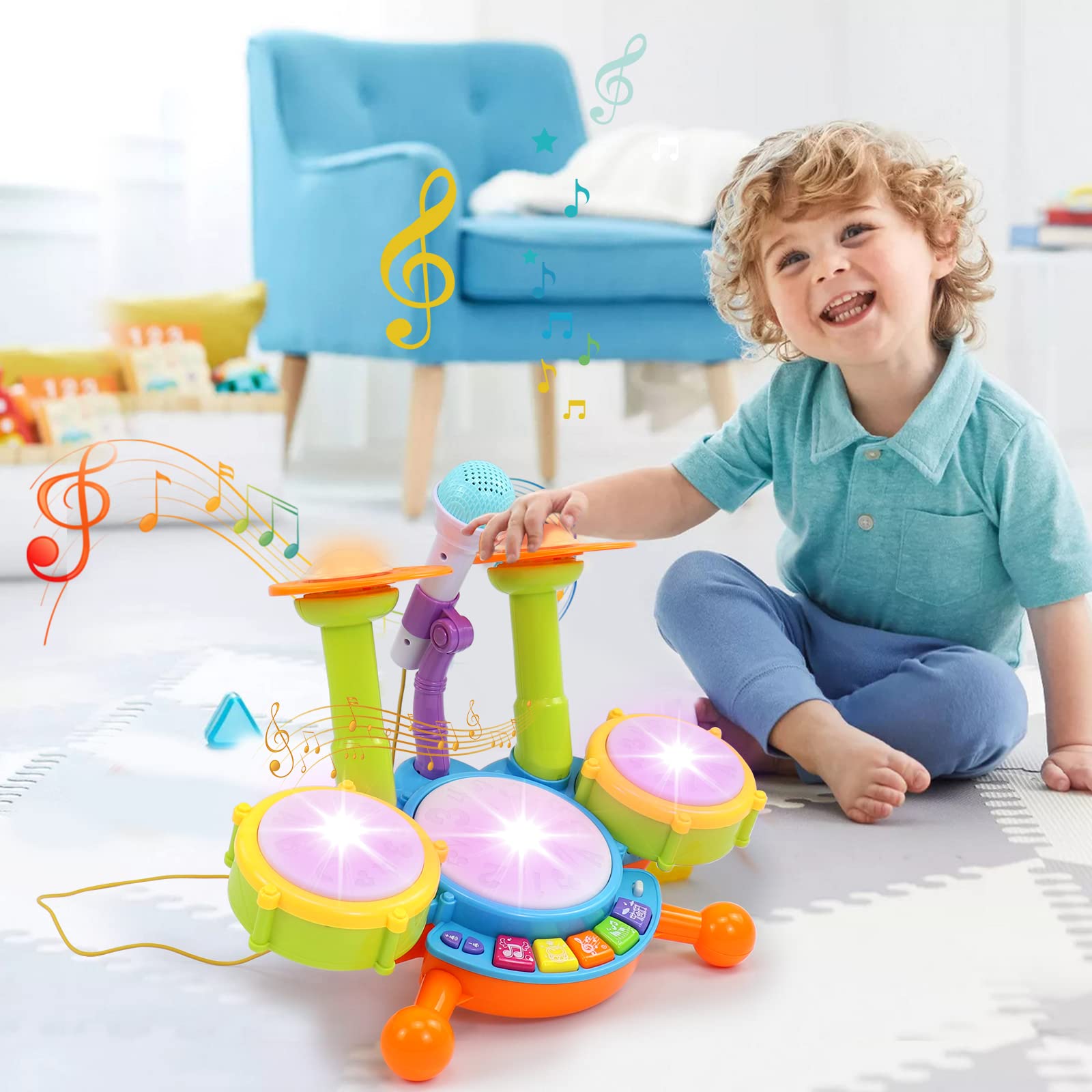 Kids Drum Set for Toddlers 1-3 Baby Toys 6 to 12 Months,Toys for 1 2 3 ...