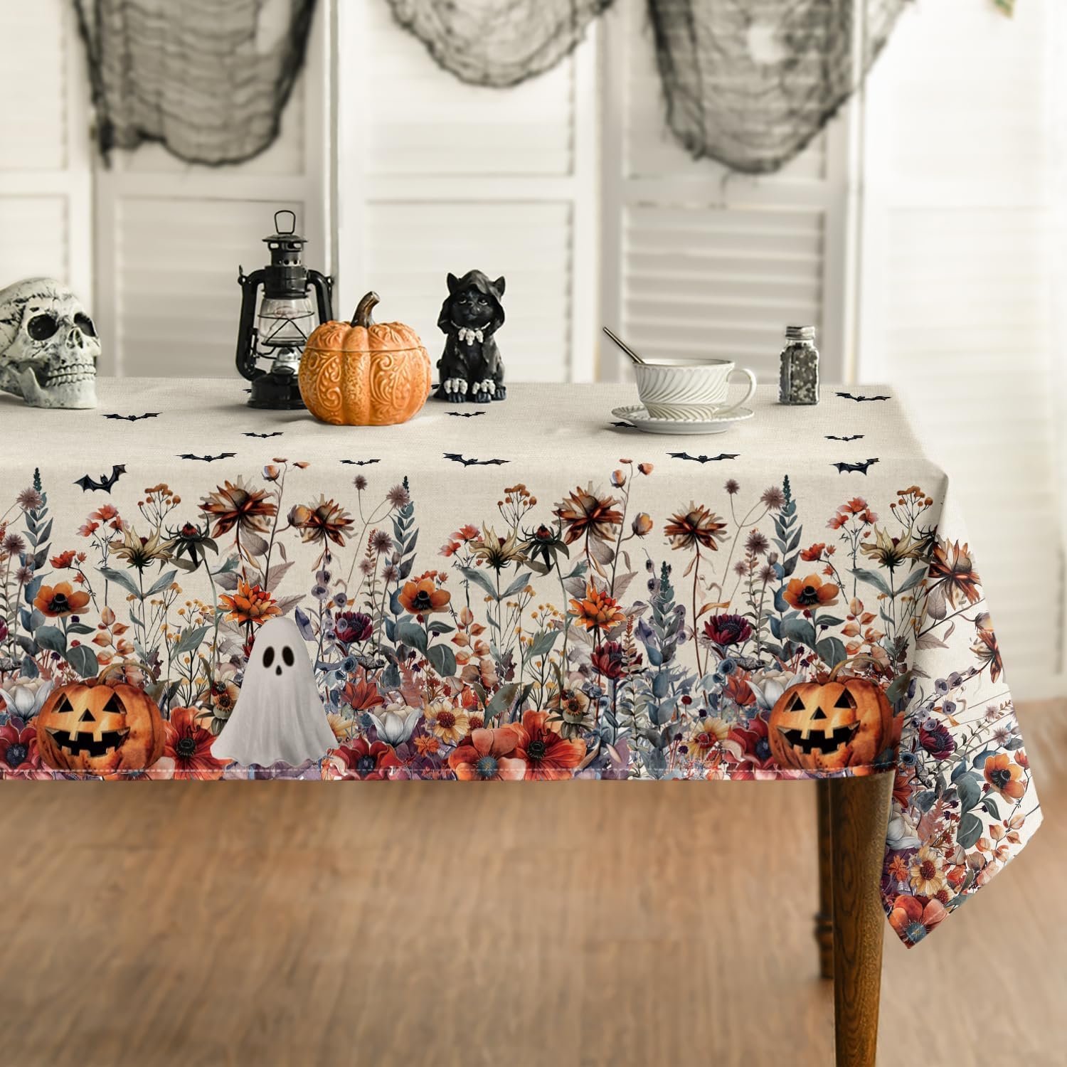 Amazon.com: Horaldaily Halloween Tablecloth 52×70 Inch Rectangular, Bat ...
