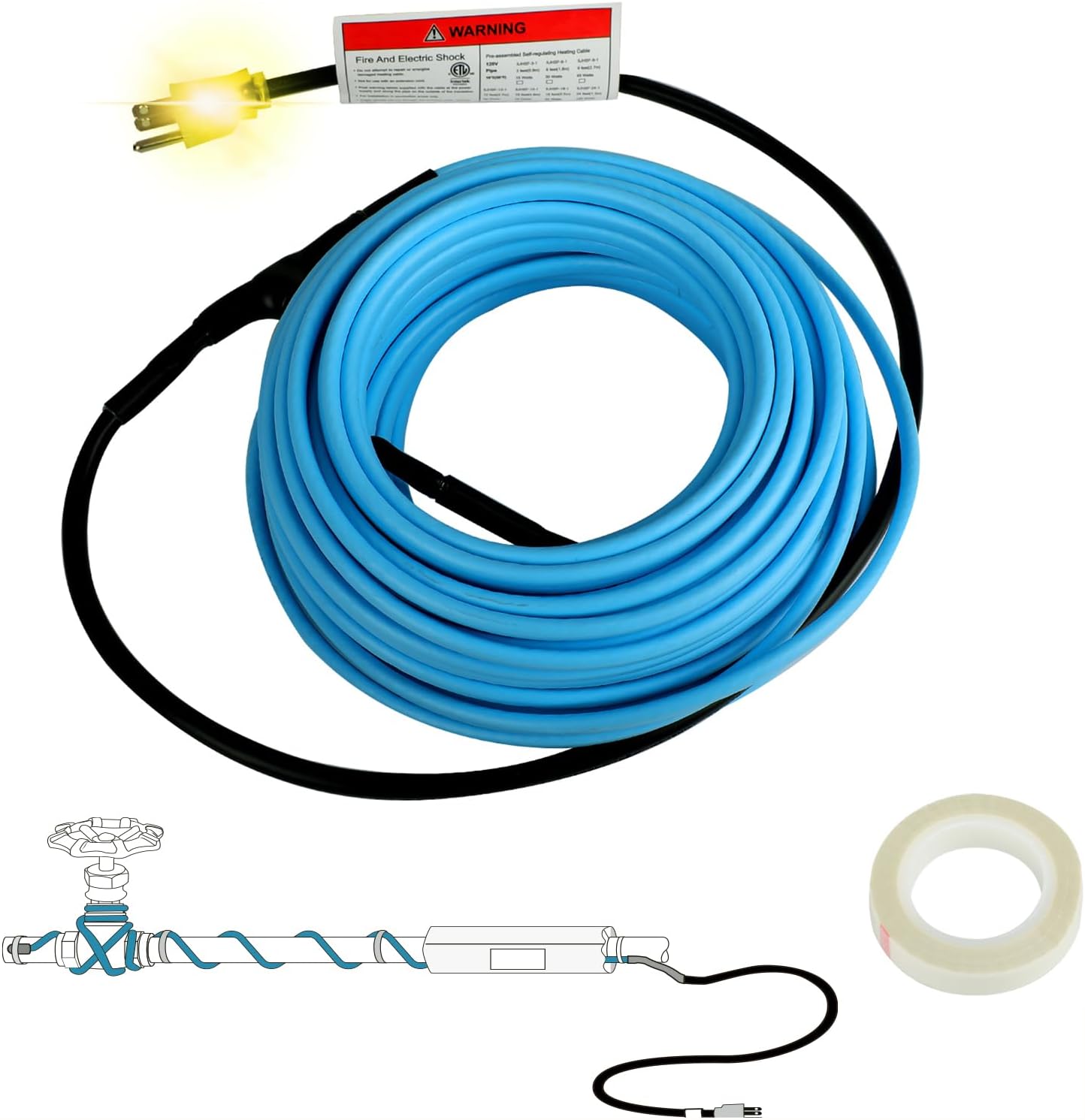 HEATIT 5JHSF 3Ft Premium Self-Regulating Pre-Assembled Water Pipe Heat ...