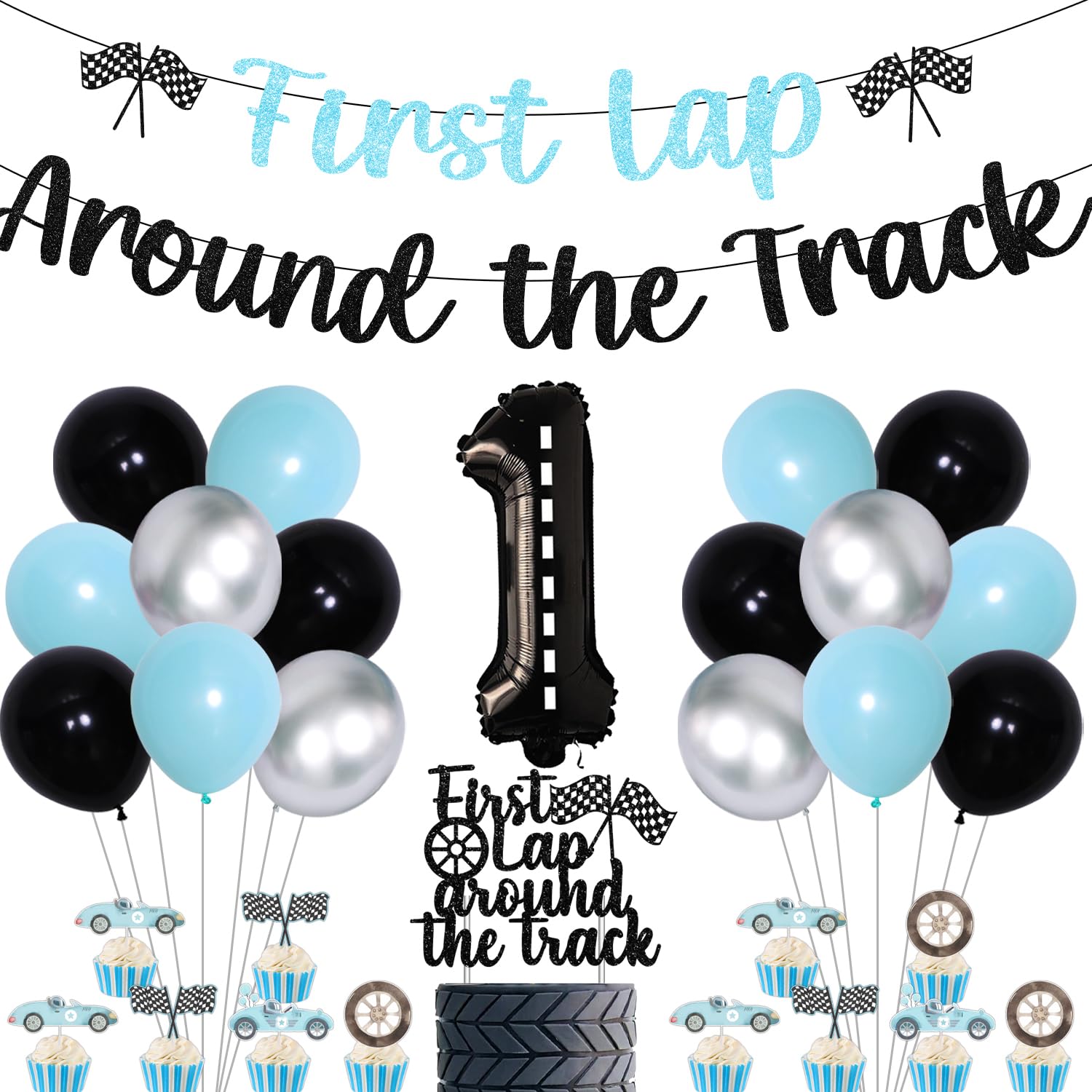 Amazon.com: Racing Car Themed 1st Birthday Party Decorations for Boys ...