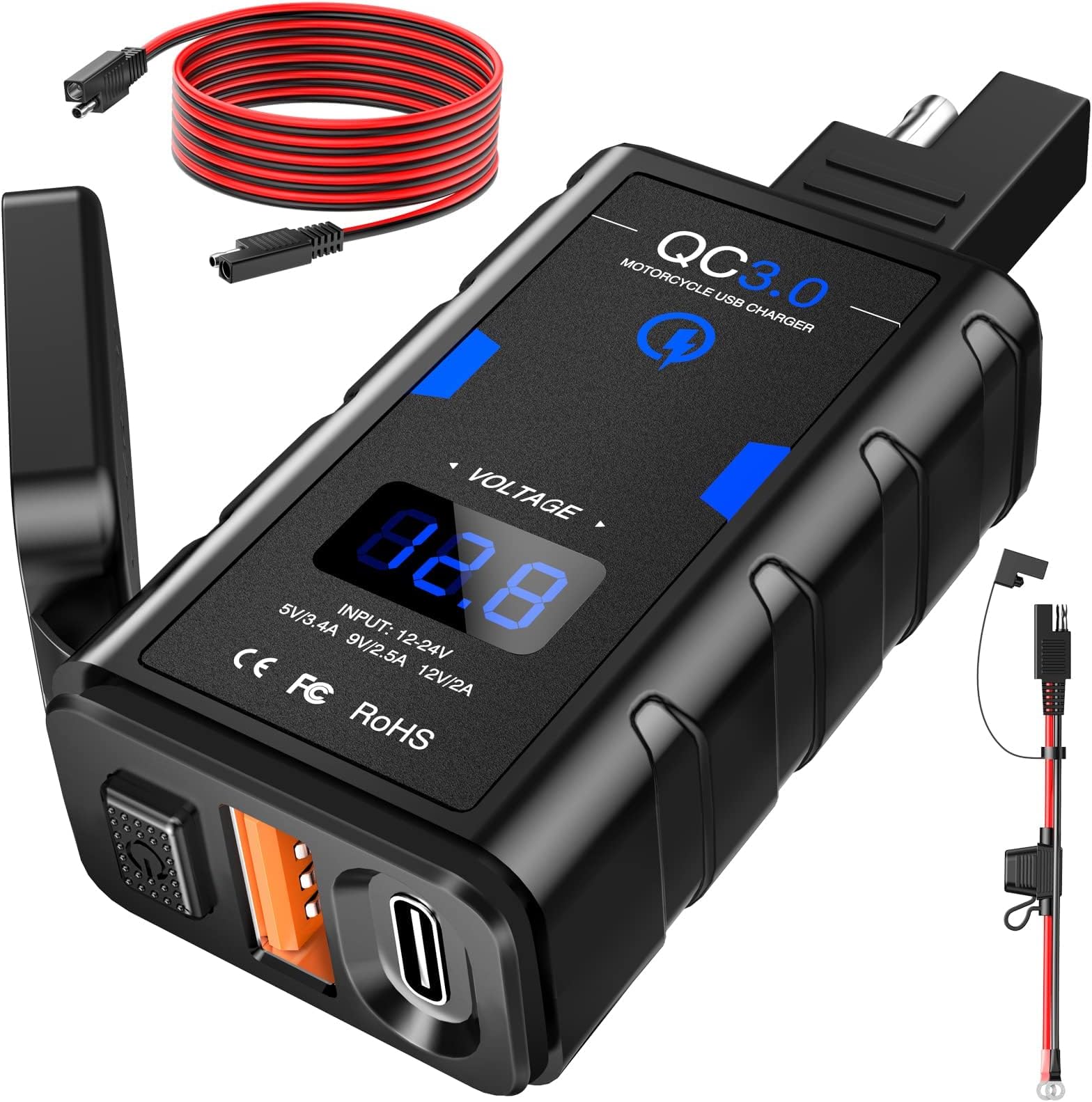 Amazon.com: MOTOPOWER MP0609 3.1Amp Motorcycle USB Port SAE to USB ...