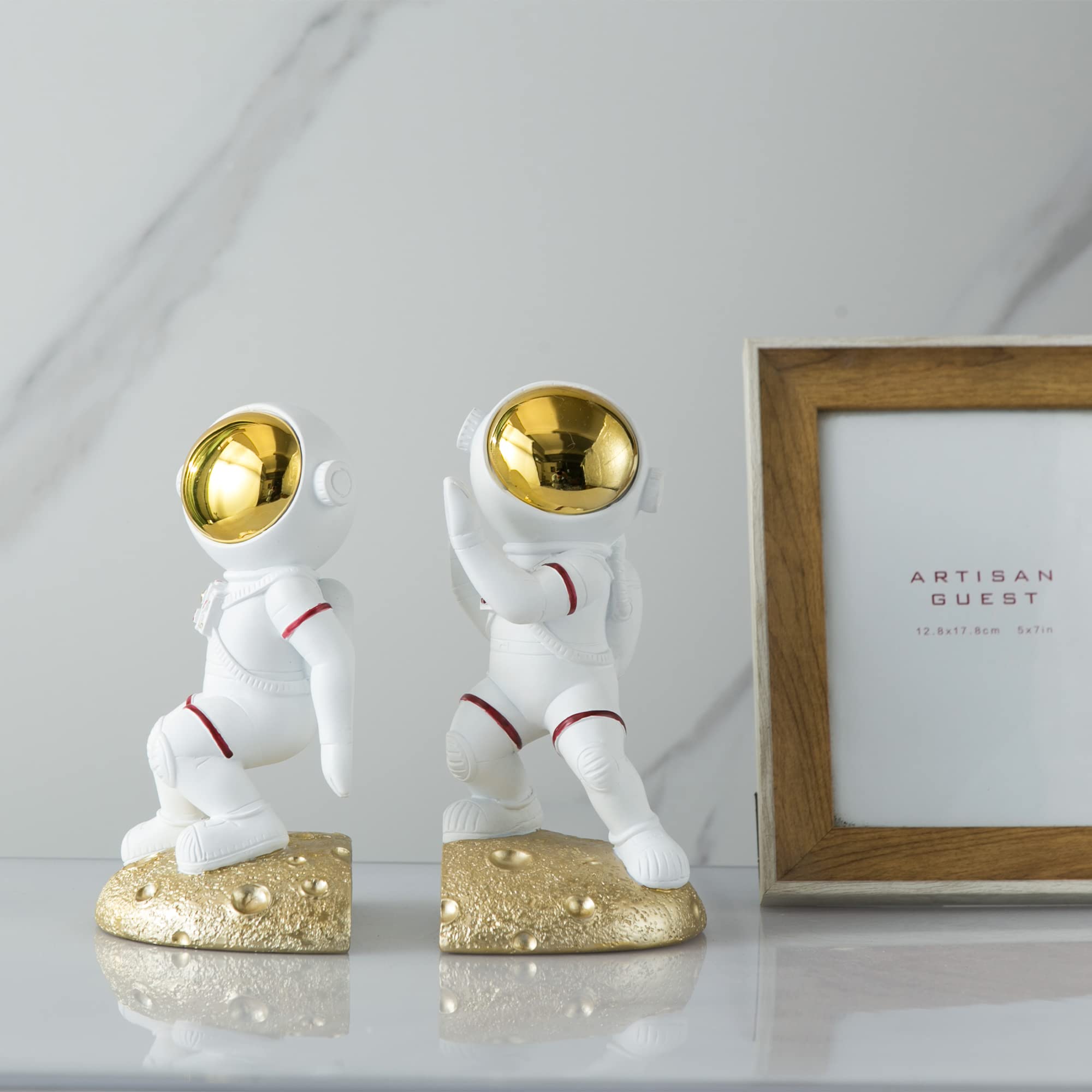 Banllis Space Theme Bookends for Shelves, Astronaut Moon Book Ends for ...