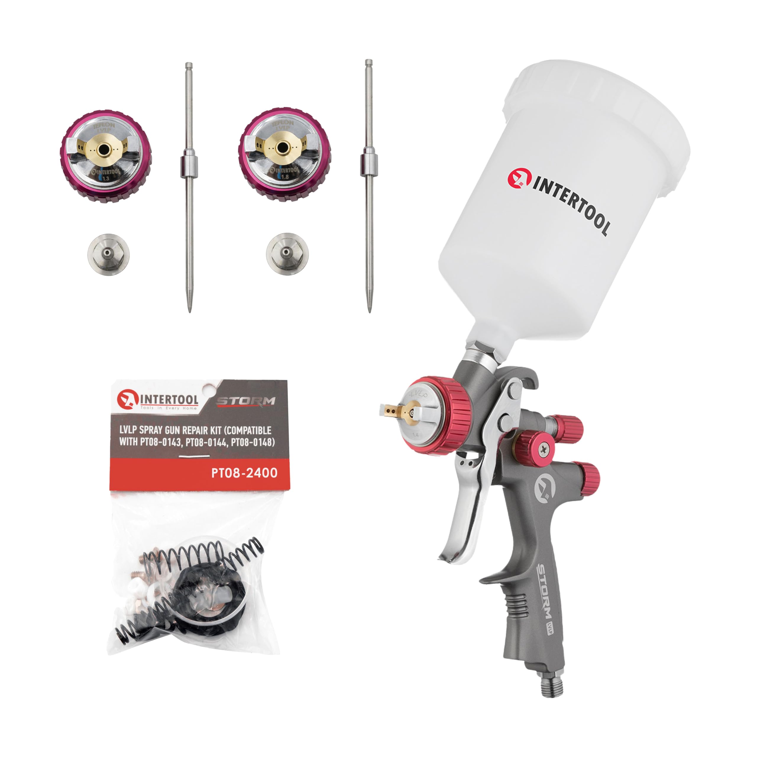 Amazon.com: INTERTOOL LVLP Air Spray Gun Set, 1.3/1.4/1.8mm Car Paint ...