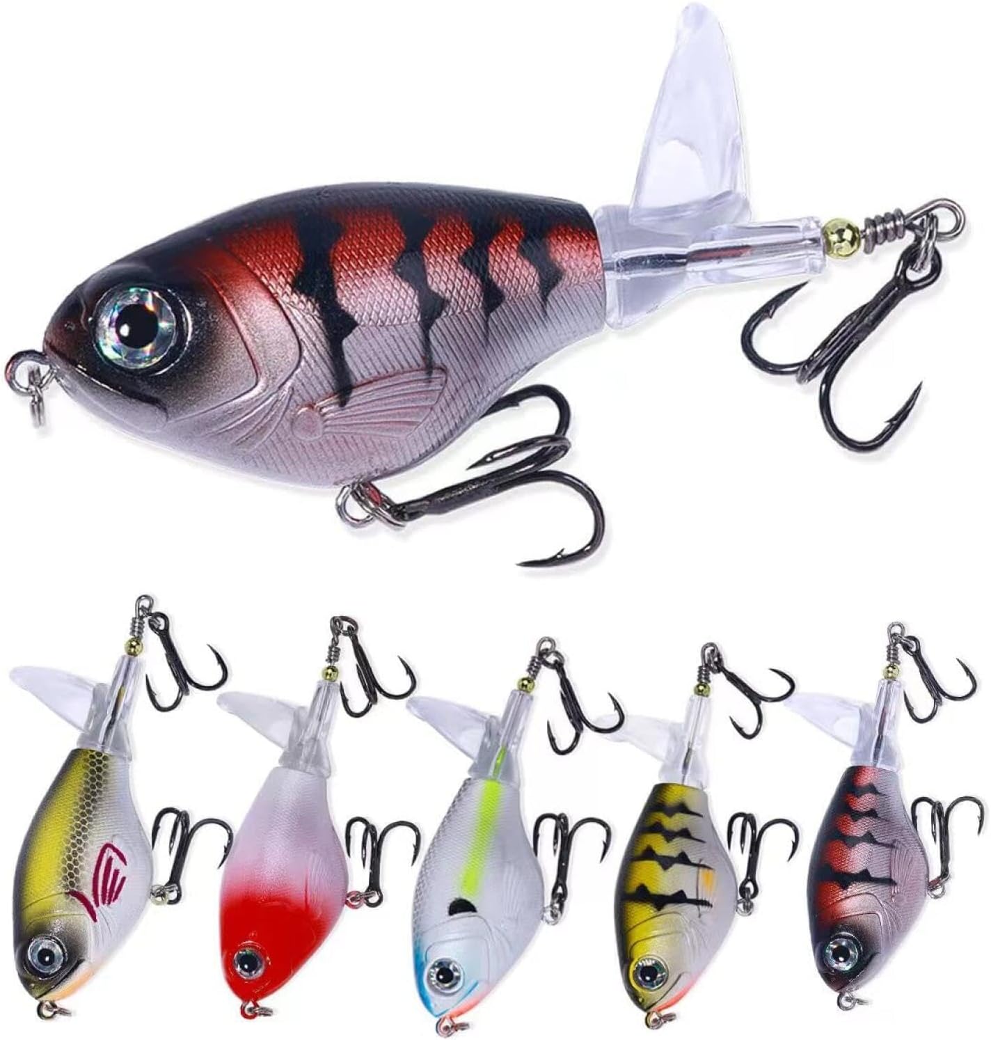 HENGJIA Top Water Fishing Lures for bass Lures with Tackle Box, 5PCS ...