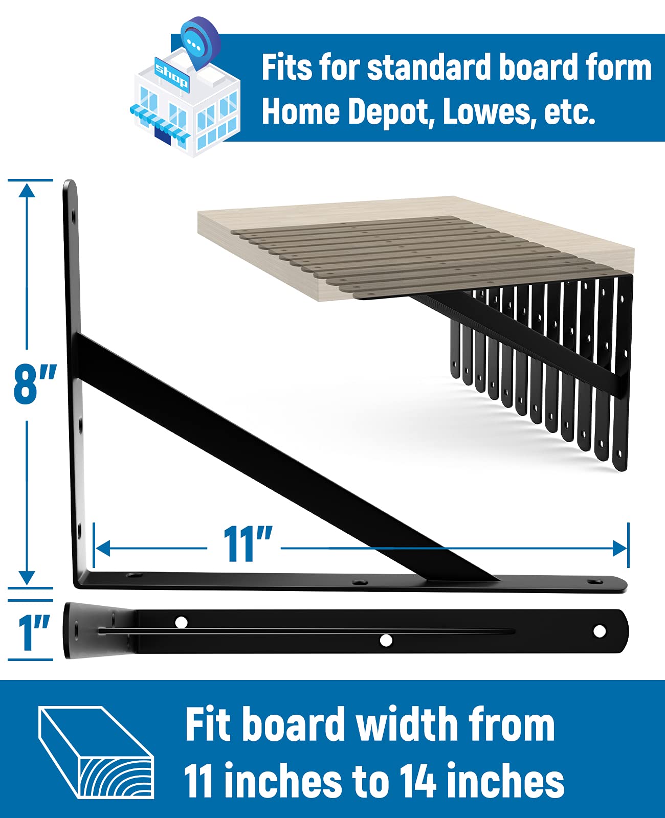 Snapklik.com : 11 Inch Shelf Brackets & Supports, Large Wall Brackets ...