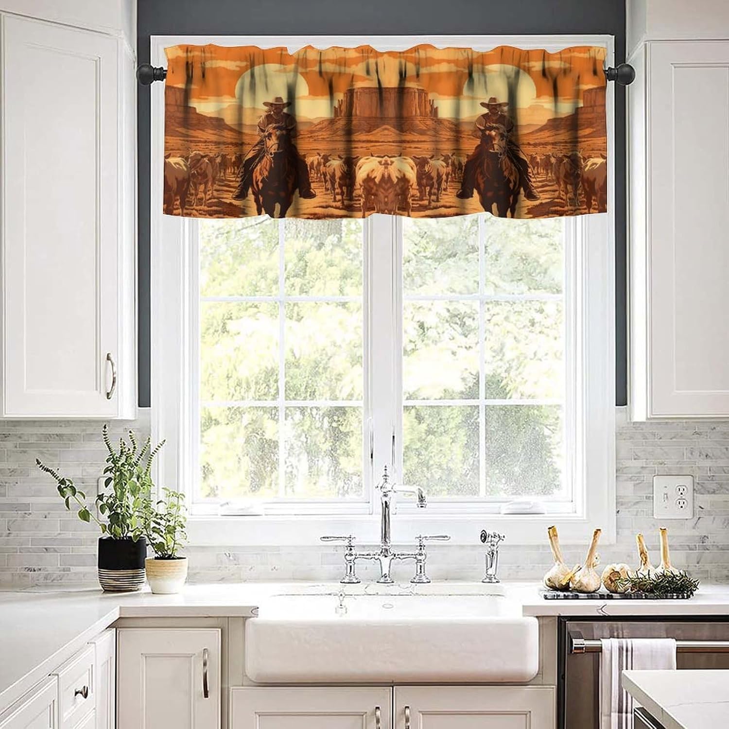 Amazon.com: LITINGZHILONG Western Cowboy Blackout Valance, Vintage ...