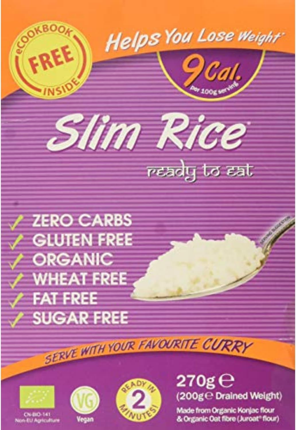Eat Water Slim Rice Organic 270g Pack of 1 - Gluten Free Keto Paleo ...